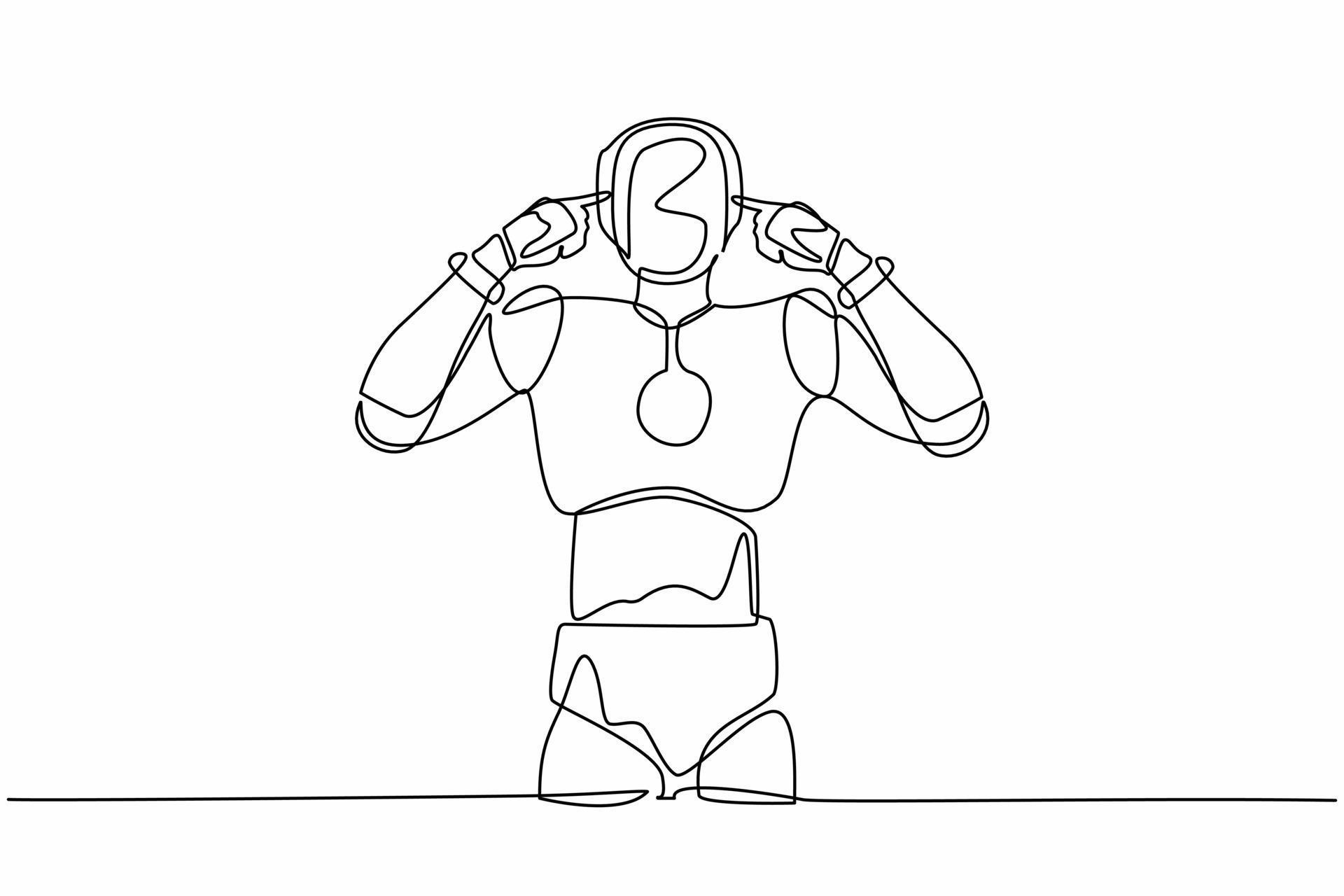 Continuous one line drawing robot standing with covering ears with ... Continuous one line drawing robot standing with covering ears with ...