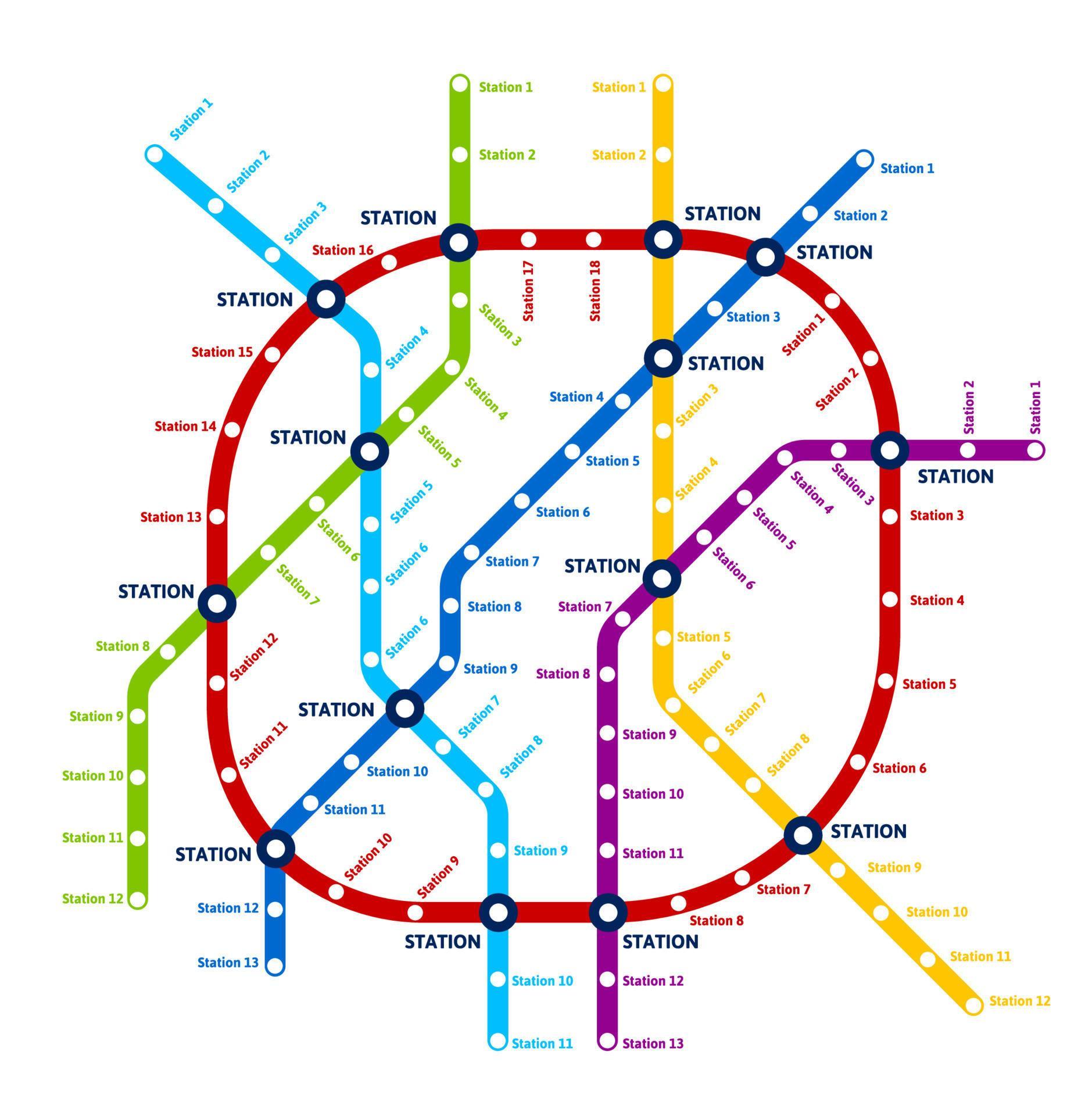 Metro, subway, underground transport map template 11154141 Vector Art ...