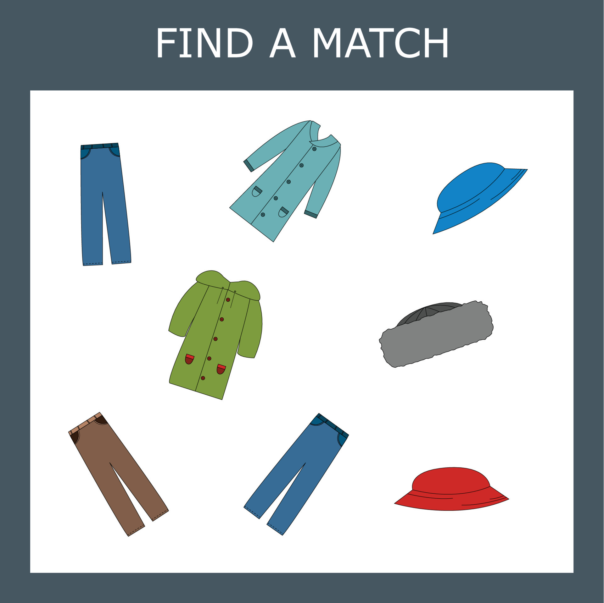 Find a pair or match game with colorful clothes. Worksheet for ...