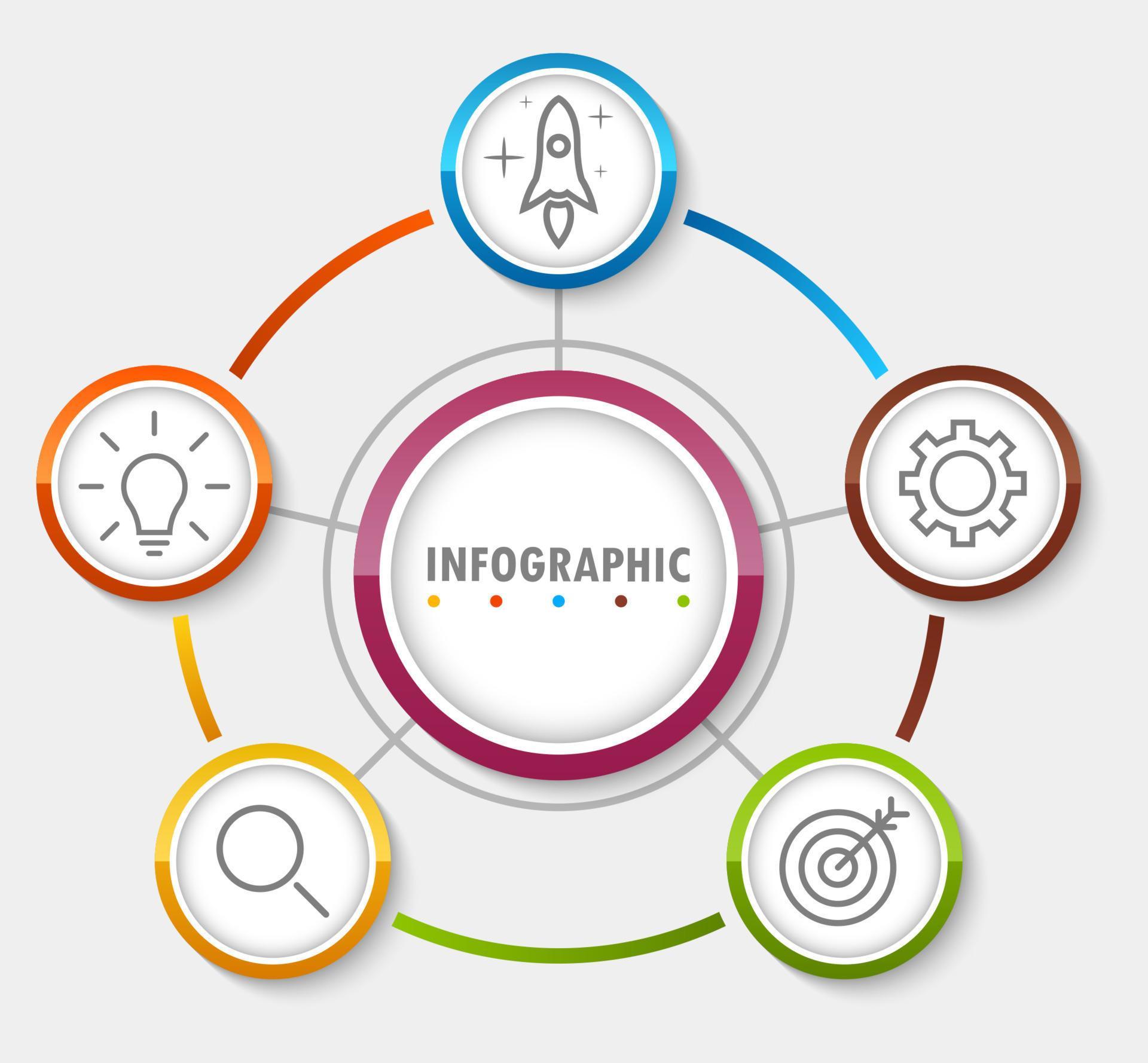 Infographic template with the image of 5 rectangles 11154919 Vector Art ...
