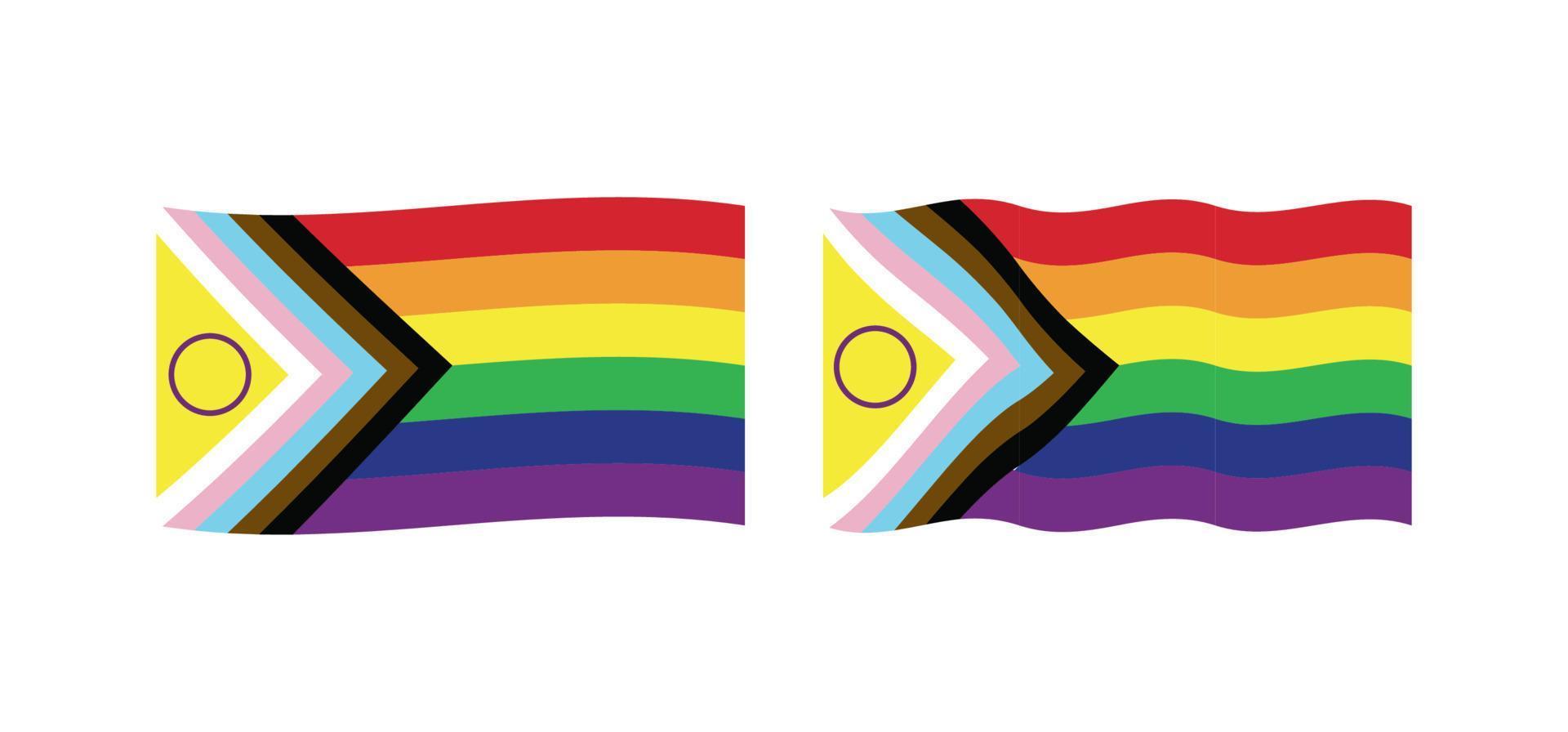 New Updated LGBTQ Pride Flag Vector. Intersex Inclusive Progress Pride Flag. Banner Flag for ...