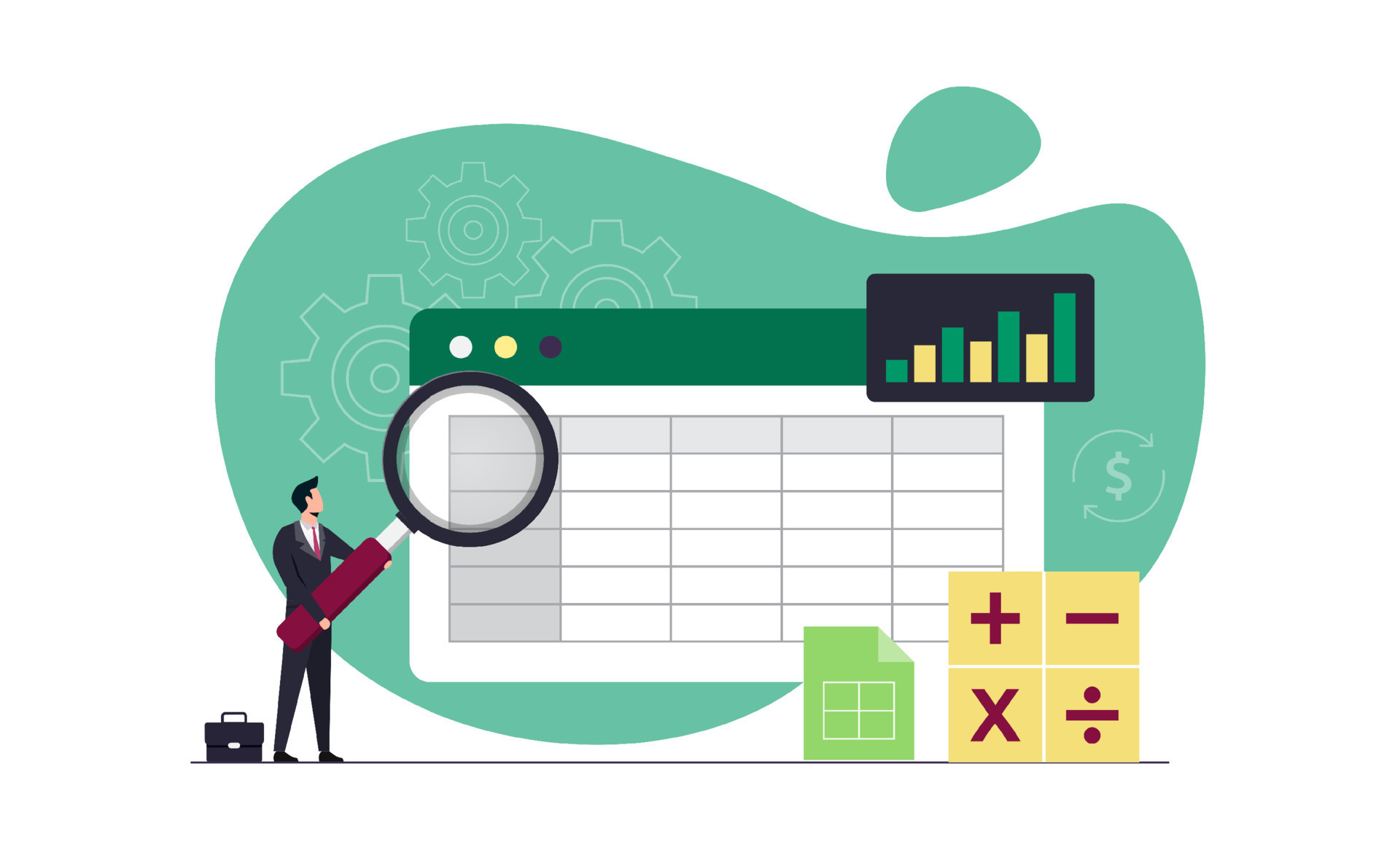 Spreadsheet illustration concept, Business analysis and analytical ... Spreadsheet illustration concept, Business analysis and analytical ...