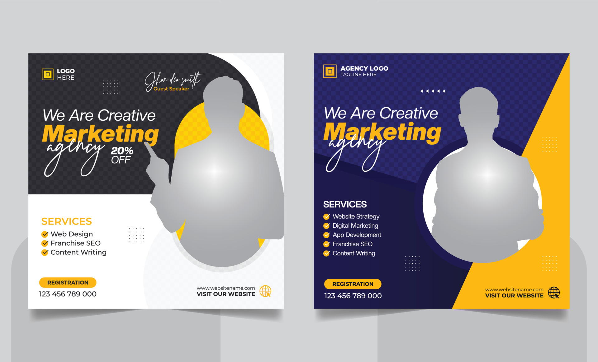 Digital Marketing Agency Online Webinar Social Media Post Set