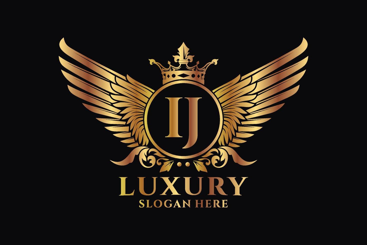 Luxury royal wing Letter IJ crest Gold color Logo vector, Victory logo ... Luxury royal wing Letter IJ crest Gold color Logo vector, Victory logo ...