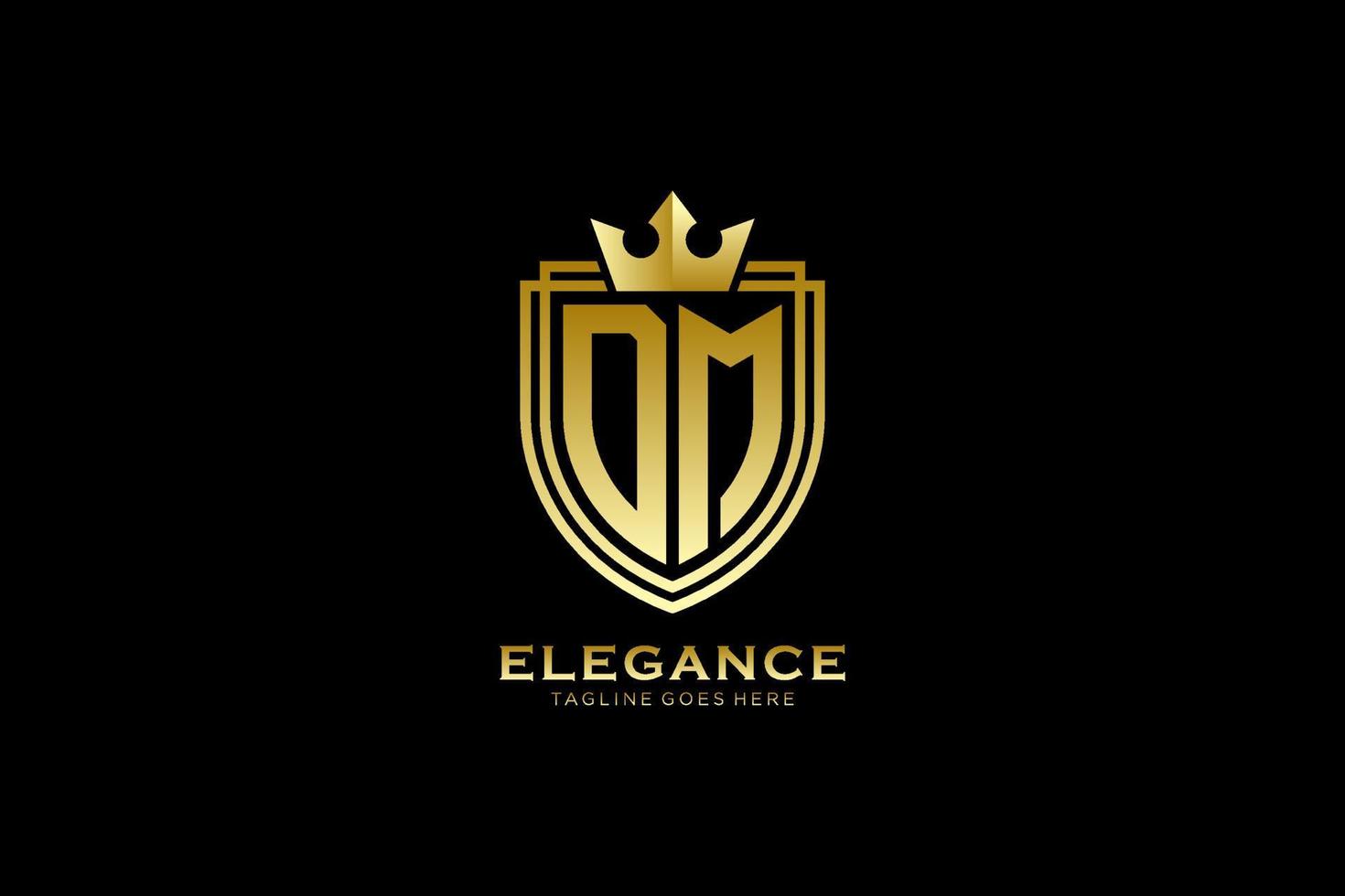 initial DM elegant luxury monogram logo or badge template with scrolls and royal crown - perfect ...