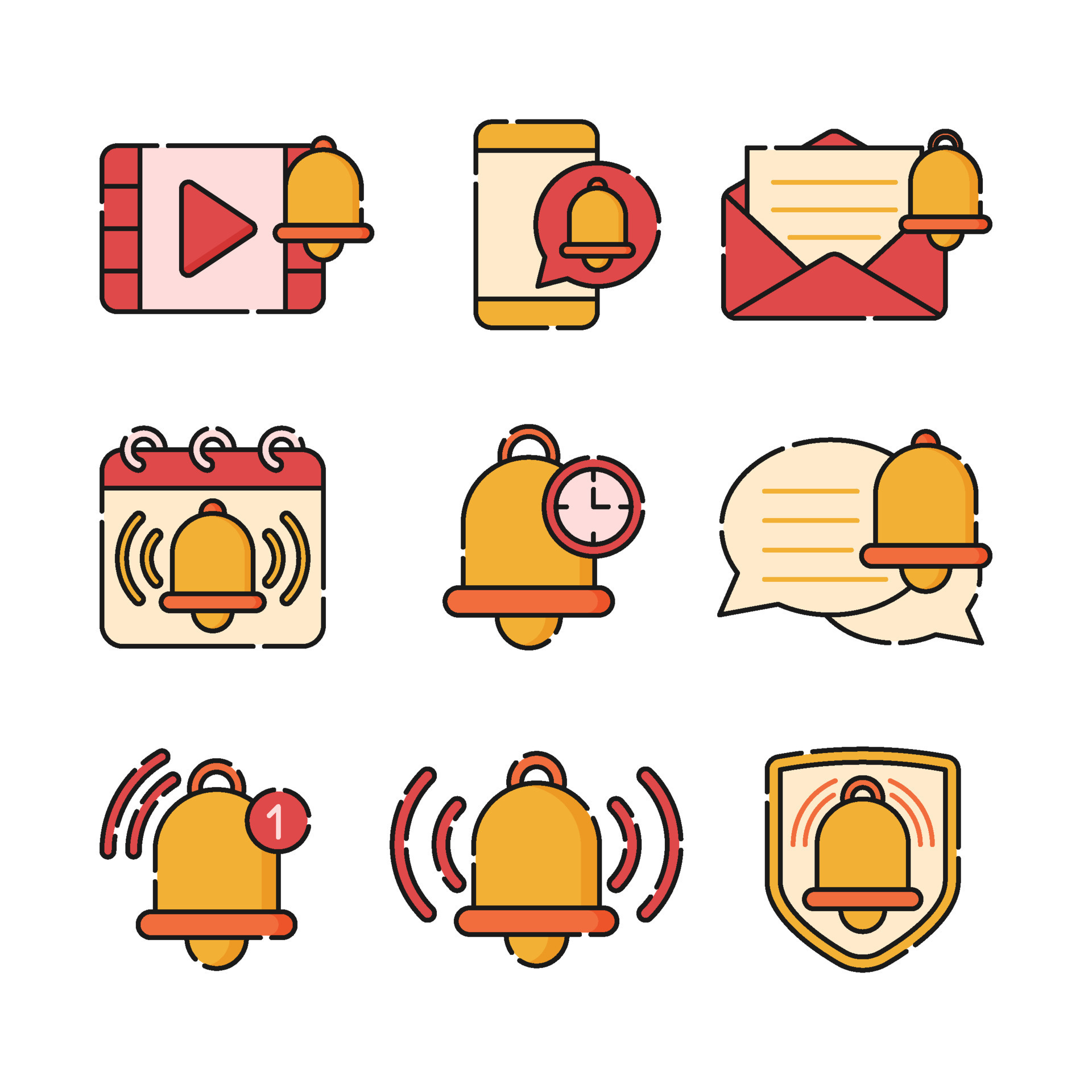 Bell Icon Set 11162557 Vector Art at Vecteezy