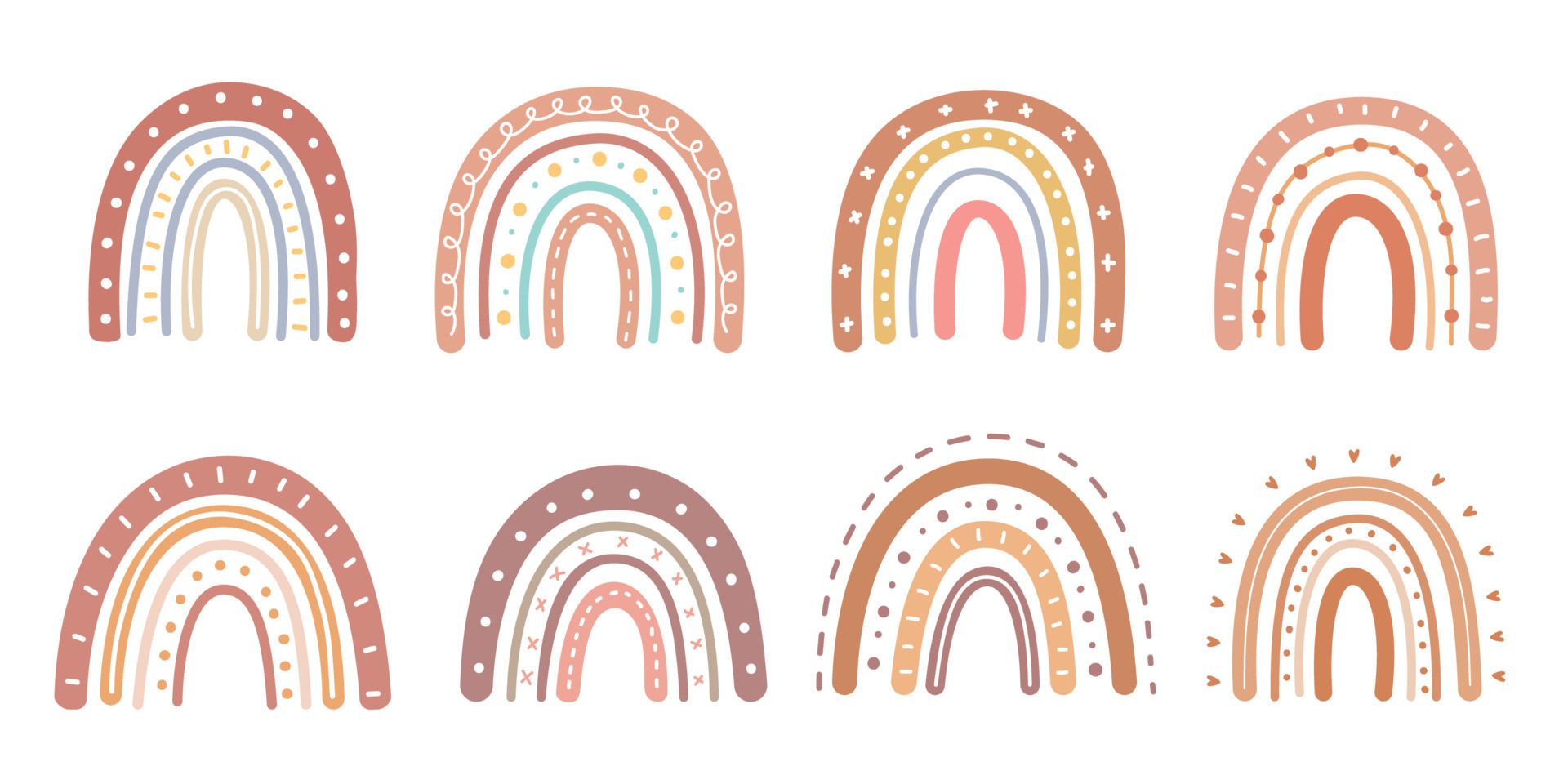 boho rainbow. hand drawn pastel rainbow baby greeting card decorative ...