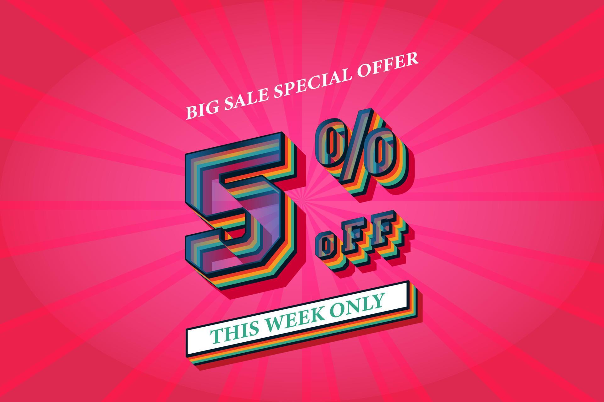 5 Percent Off Big Sale Banner Template Flash Sale Discount Promotion