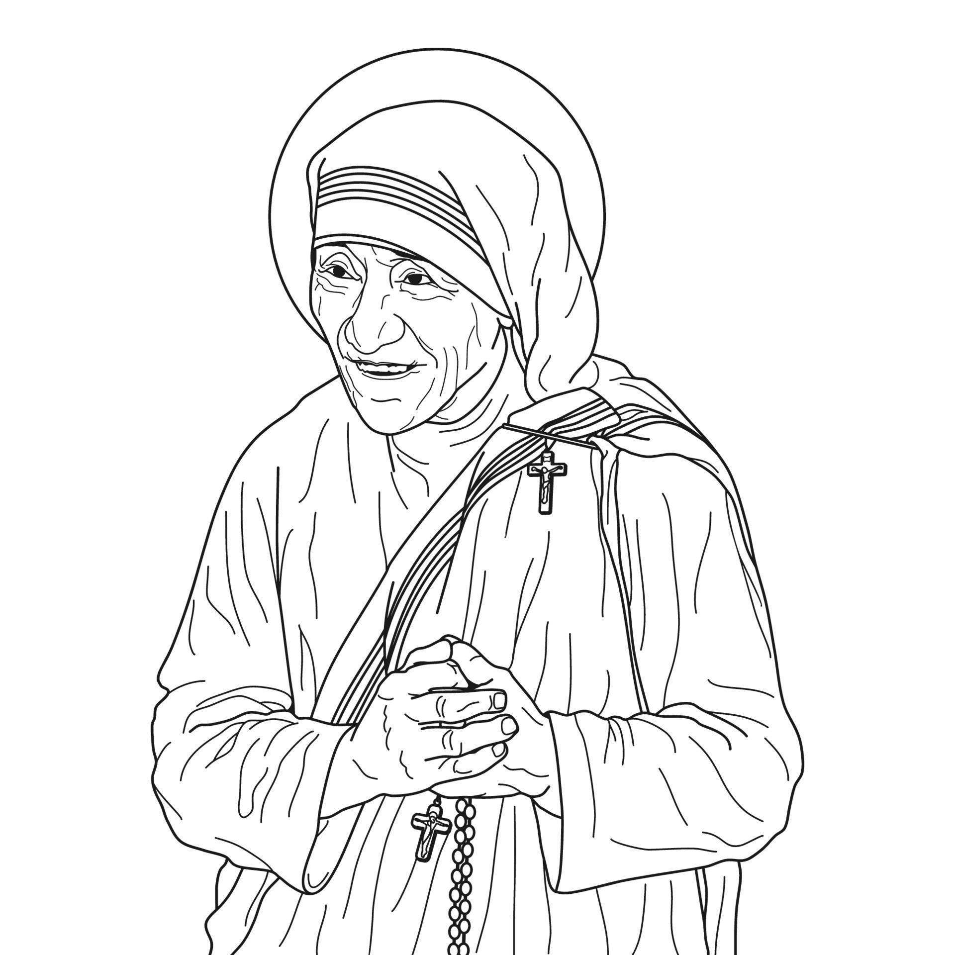 Saint Mother Teresa of Calcutta Vector Illustration Outline Monochrome ... Saint Mother Teresa of Calcutta Vector Illustration Outline Monochrome ...