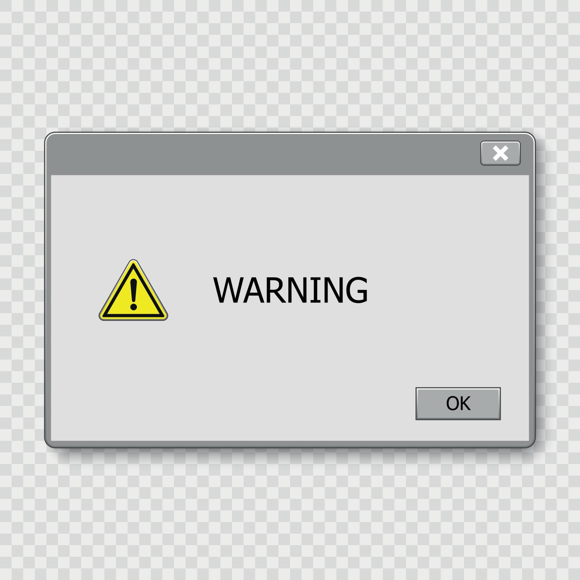 Window Operating System Warning 11168629 Vector Art At Vecteezy