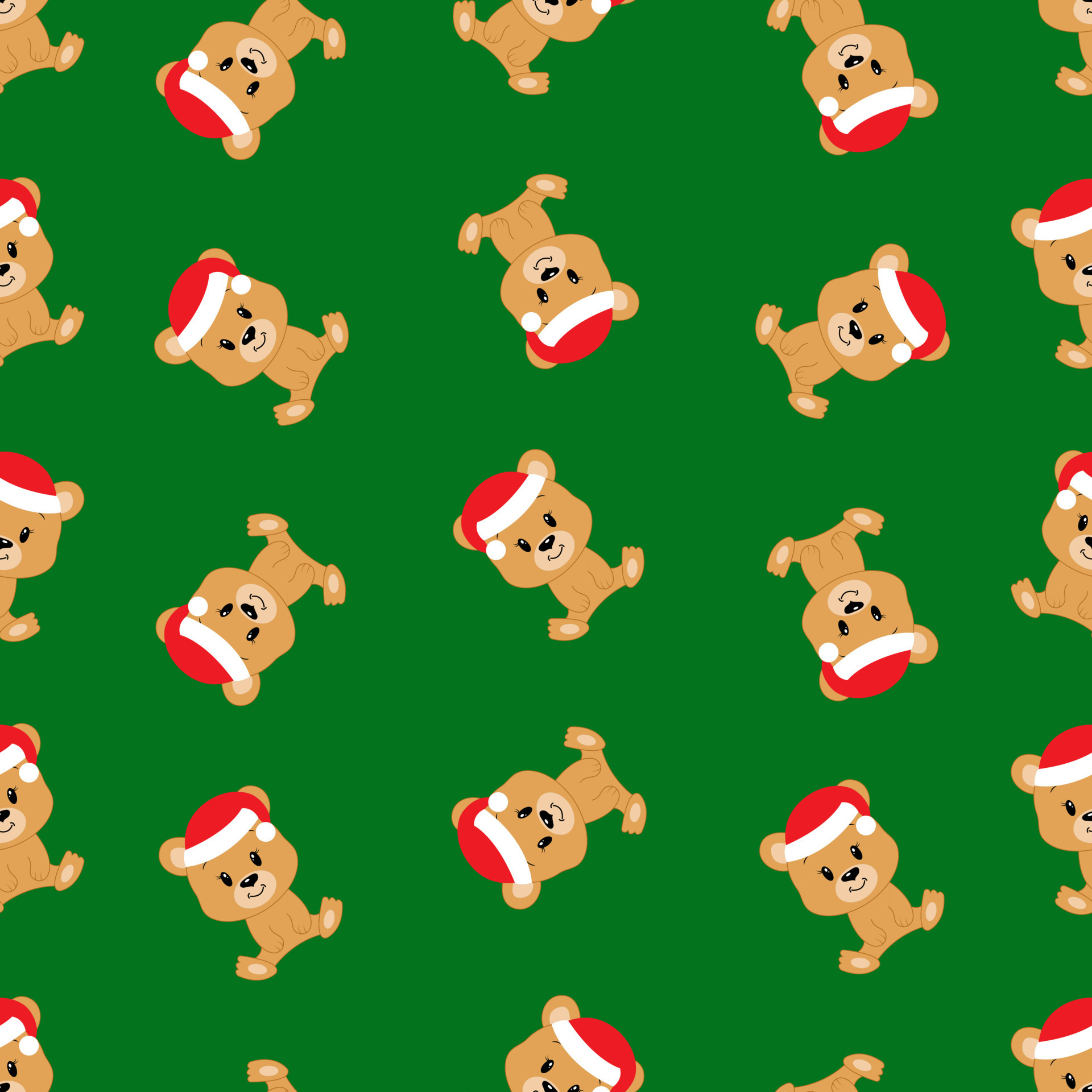 Cute Cartoon Bear Vector Illustration Seamless Pattern Christmas