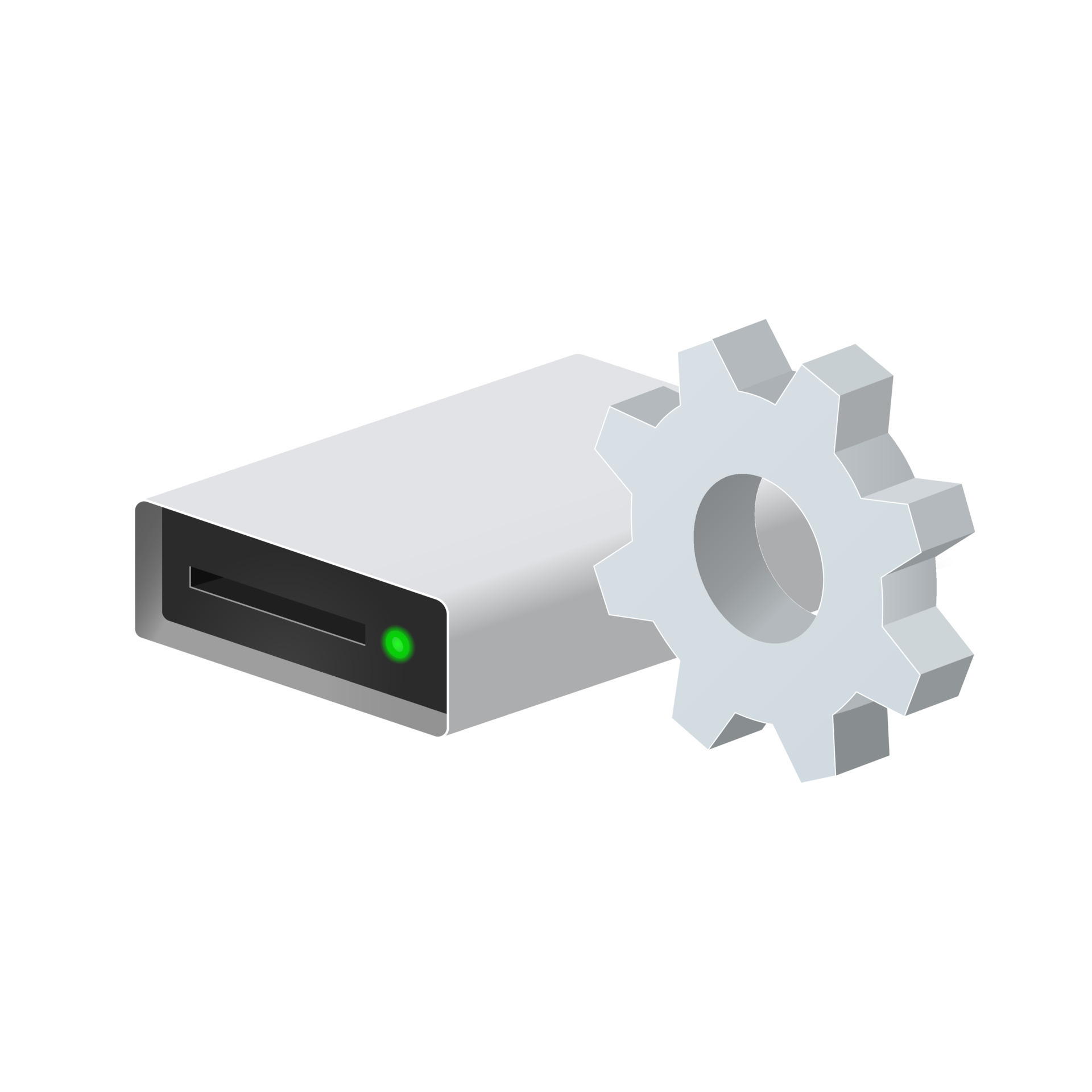 Disk drive for personal computer with gear icon Settings icon or ...