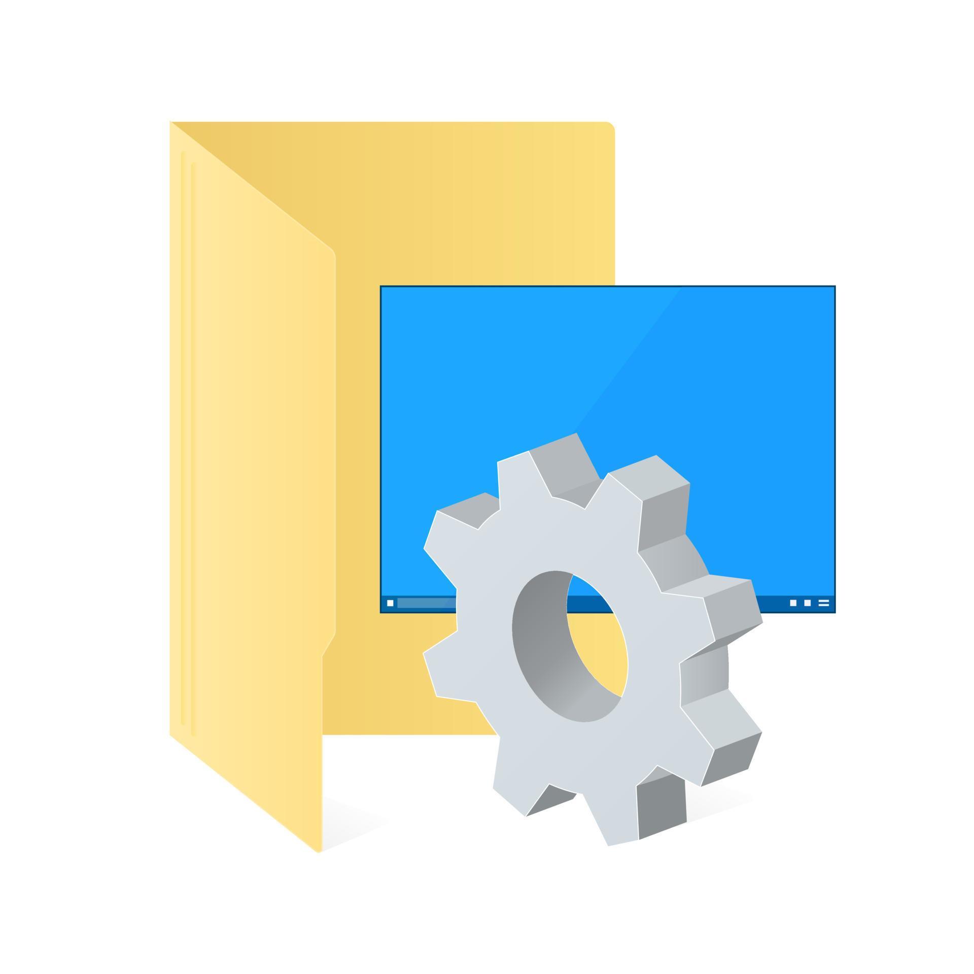 File computer folder and desktop with gear icon Settings icon or ...