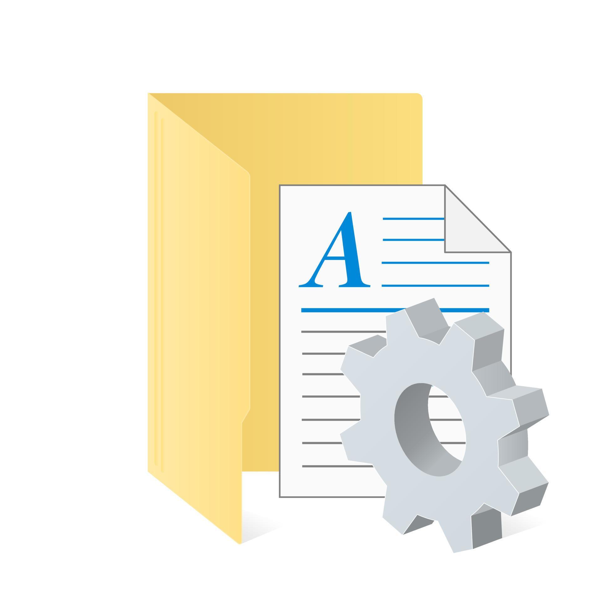 File computer folder and document with gear icon Settings icon or ...