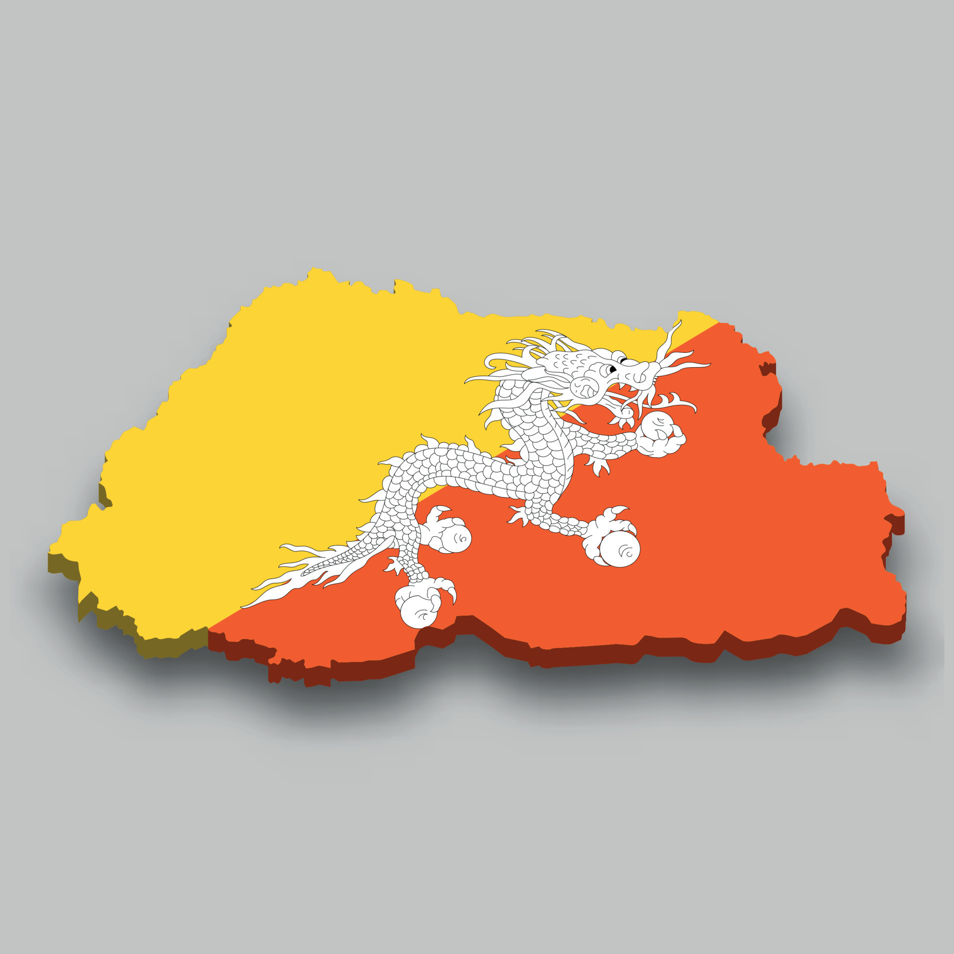 3d isometric Map of Bhutan with national flag. 11175448 Vector Art at ...
