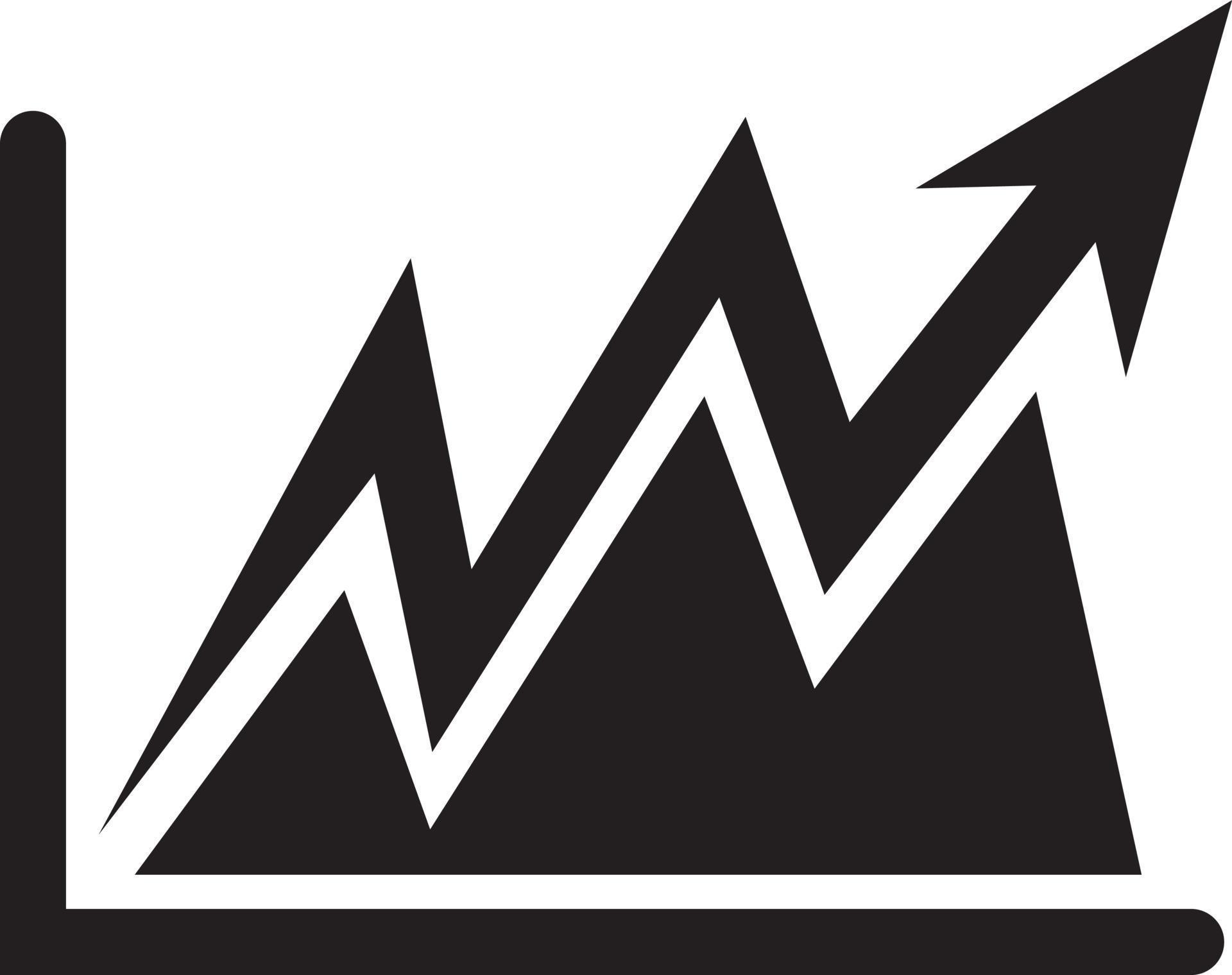 Business chart with up trend line graph. Set of growing bar graph icon ...