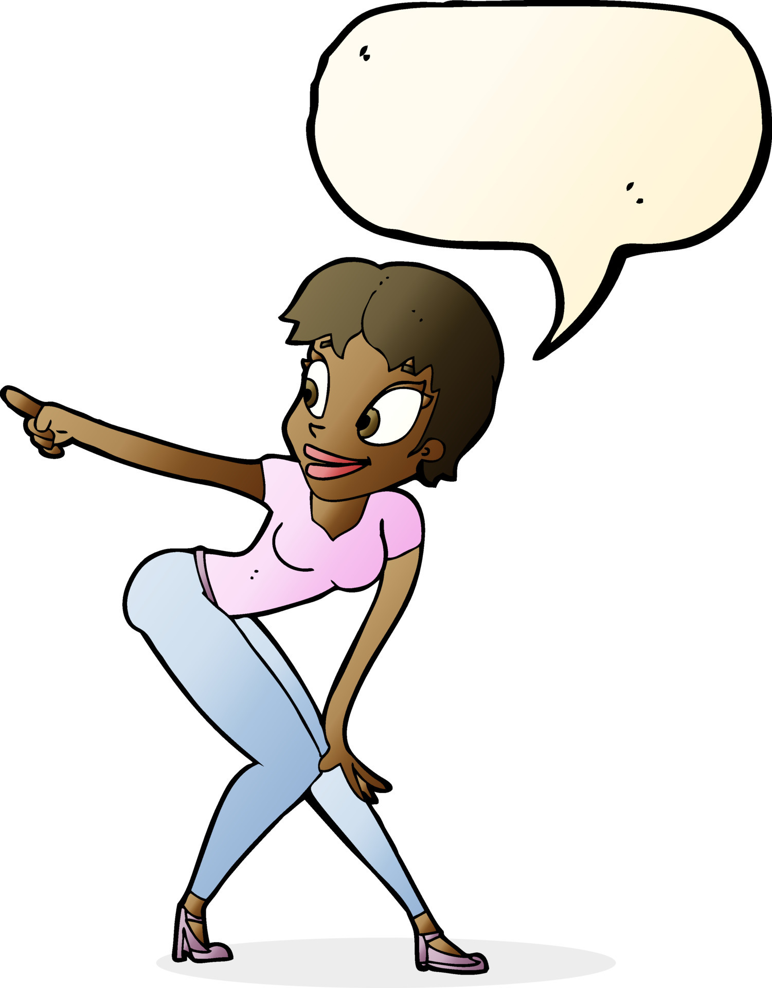 Cartoon Pretty Woman Pointing With Speech Bubble 11181071 Vector Art At
