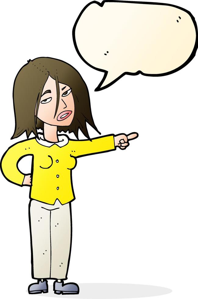 cartoon woman pointing with speech bubble 11184162 Vector Art at Vecteezy