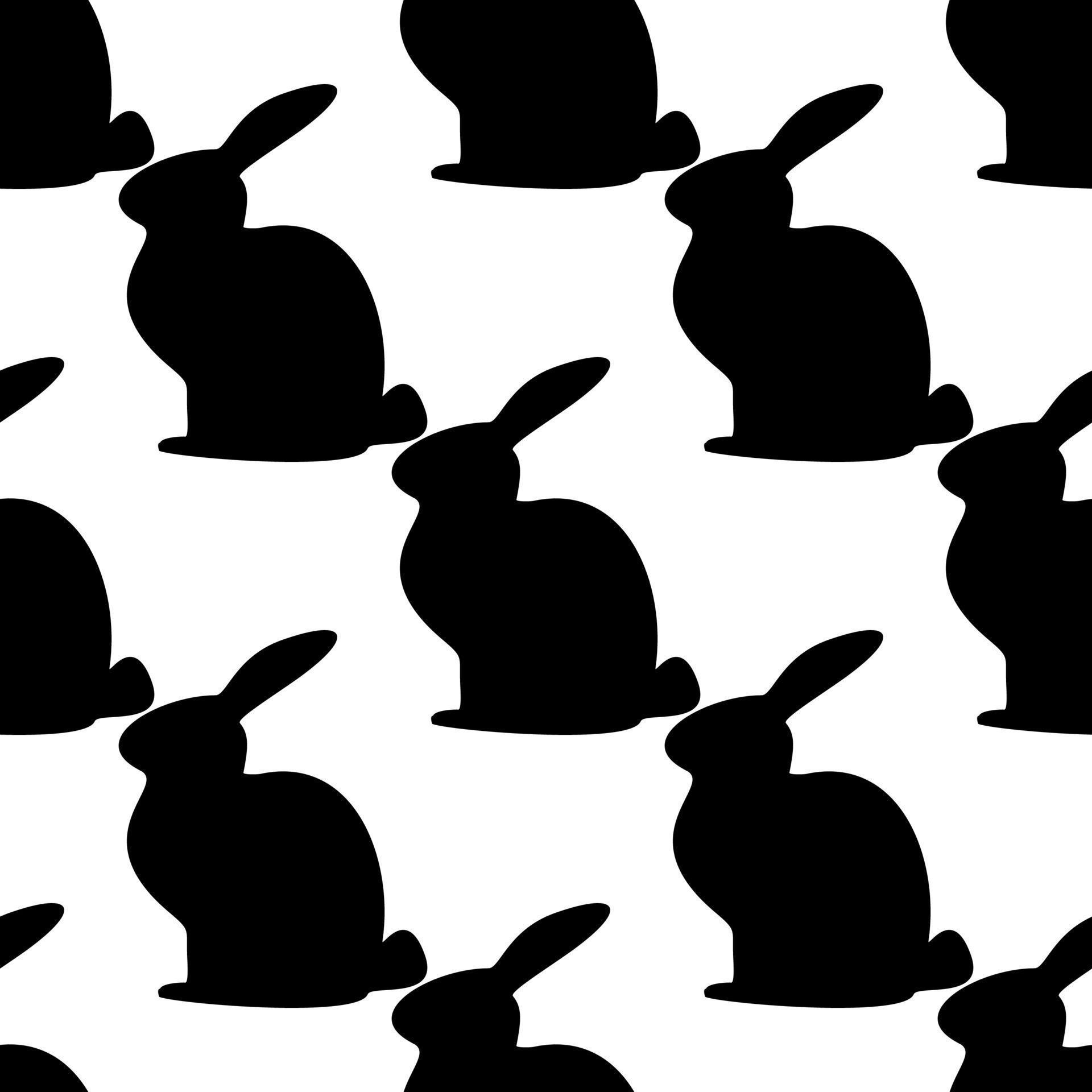 rabbit seamless pattern. black rabbit on a white background. wallpapers ...