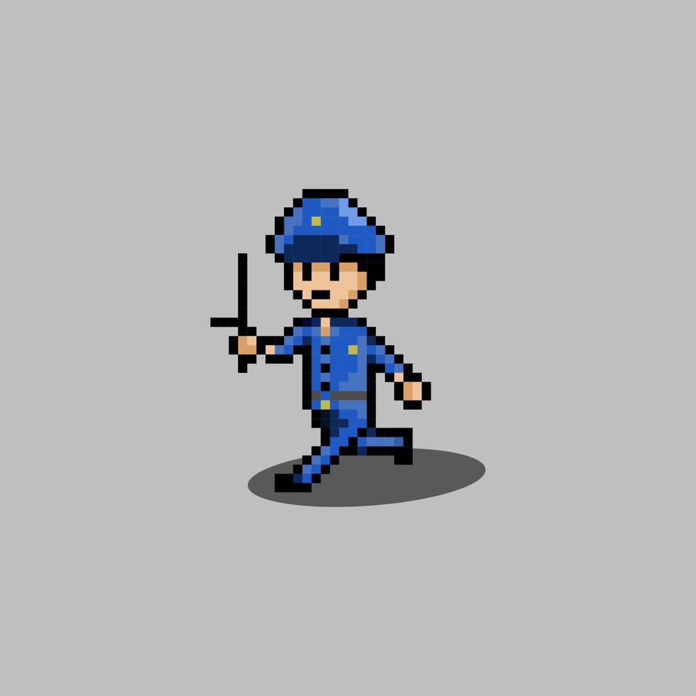 Pixel Art Style Old Videogames Style Retro Style 18 Bit Police Vector