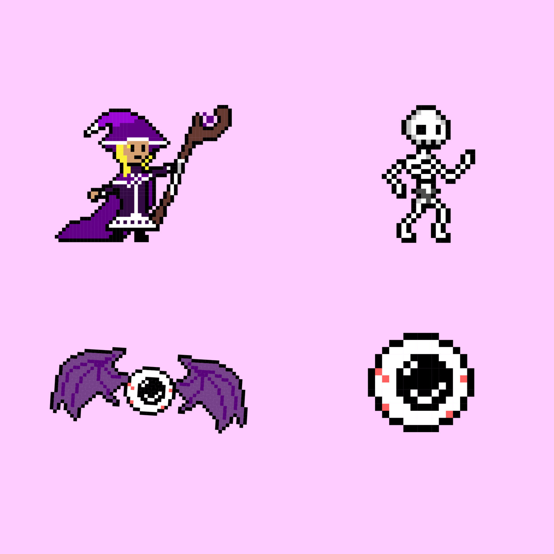 Pixel Art Style Old Videogames Style Retro Style 18 Bit Set Dark Mage Vector 11185401 Vector
