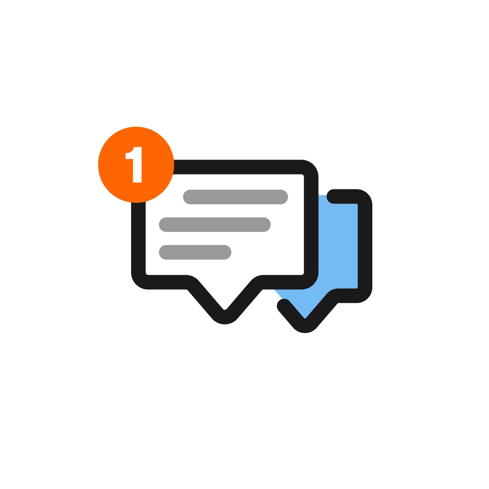 new message icon, online chat text line icon notification vector ...