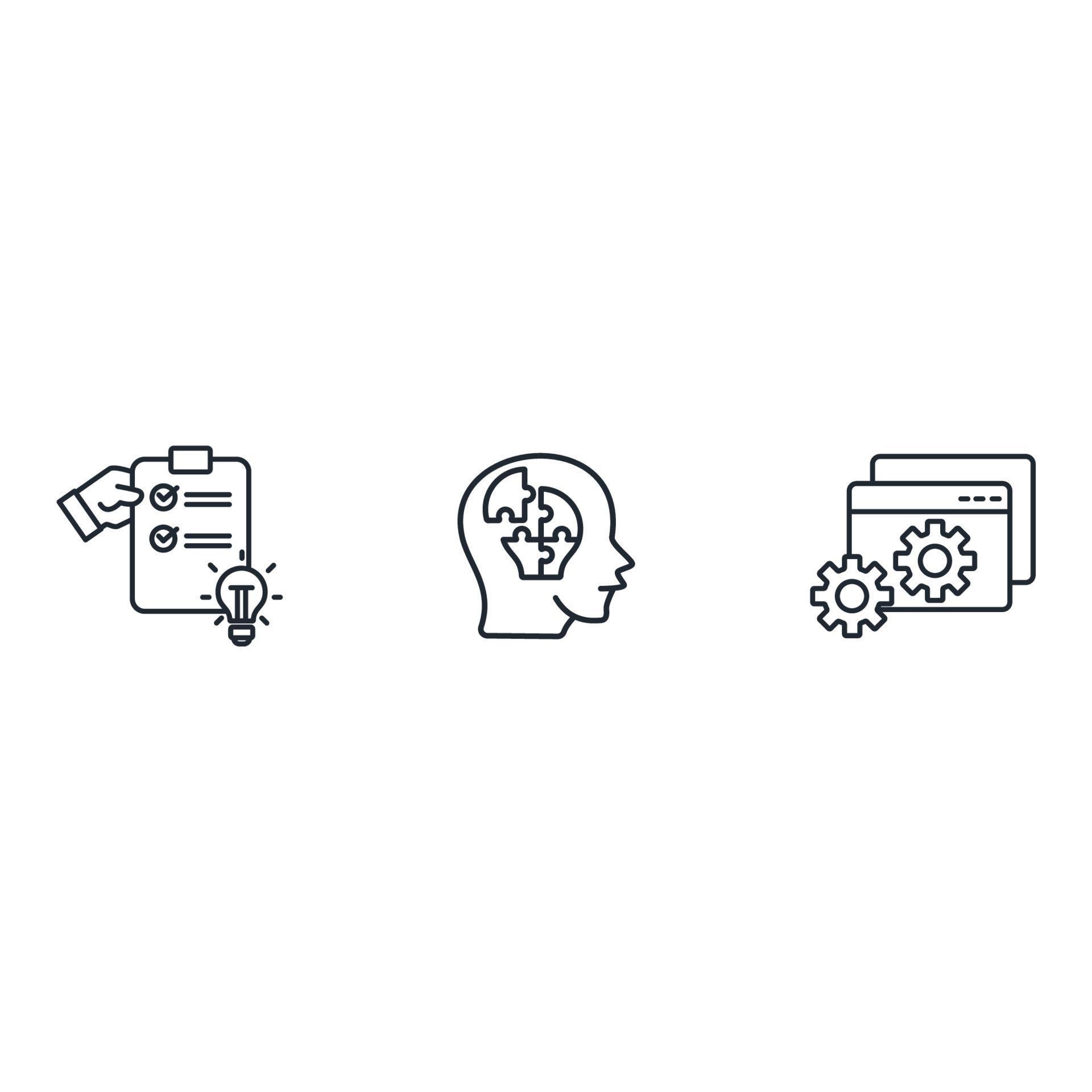 Solutions and difficult problem solving process icons symbol vector ...