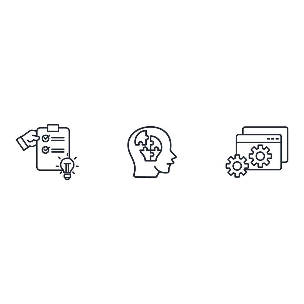 Solutions and difficult problem solving process icons symbol vector ...