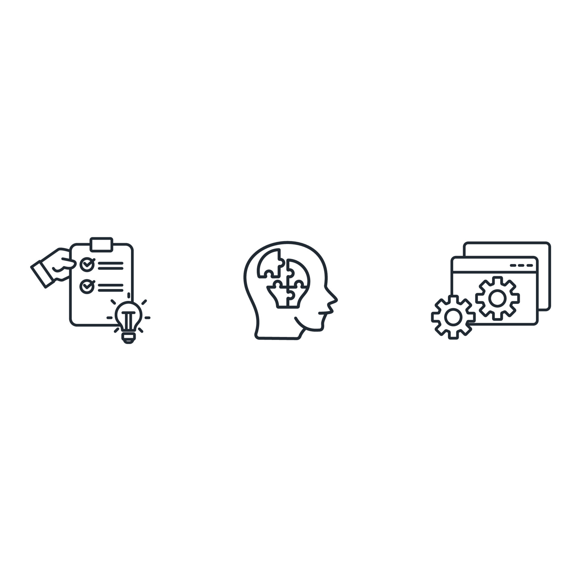 Solutions and difficult problem solving process icons symbol vector ...
