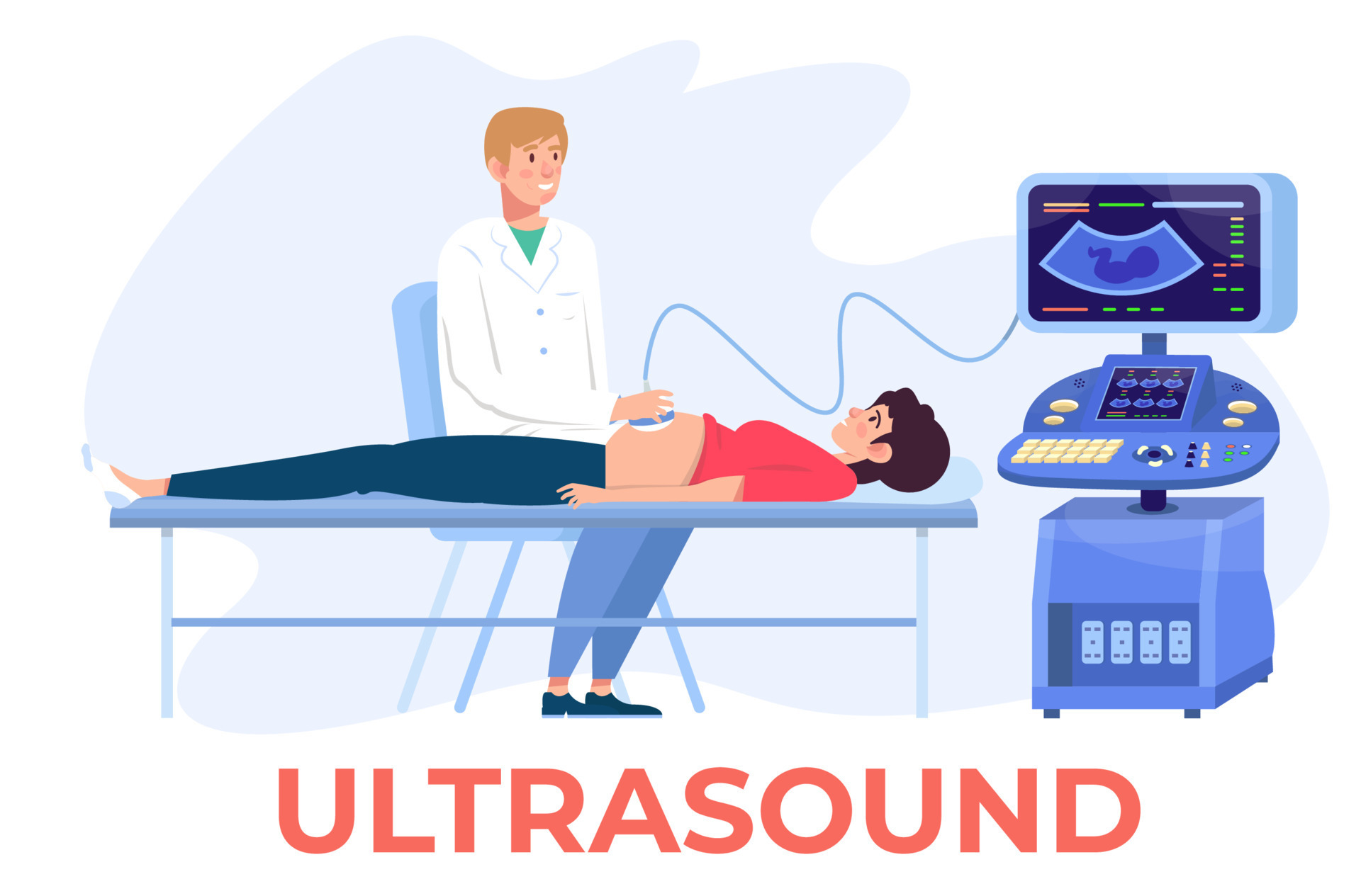 Doctor Is Carrying Out Ultrasound Screening Of Pregnancy Ultrasound