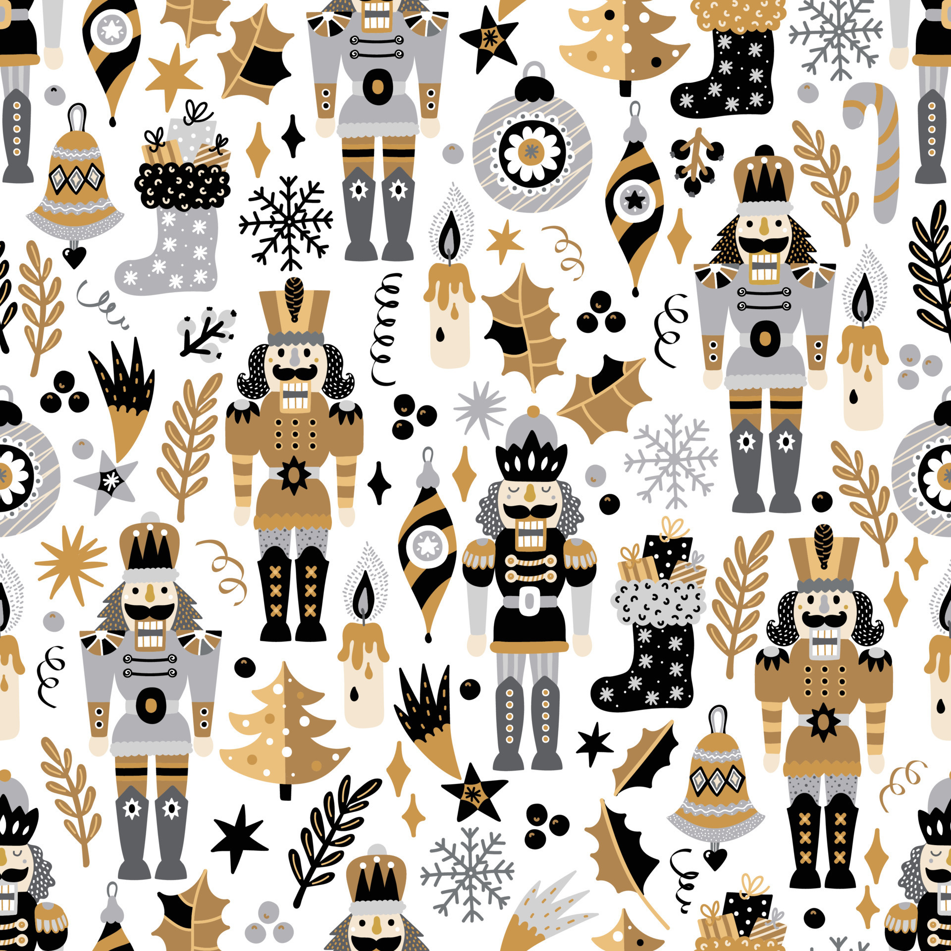 Christmas Vector Seamless Nutcracker Pattern Can Be Used For Wallpaper