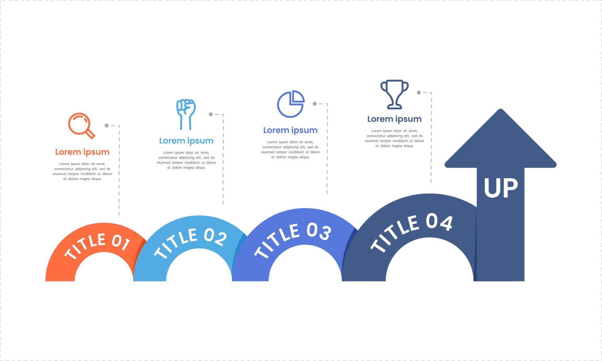 Infographic growth report template 4 steps curve style 11190417 Vector ...