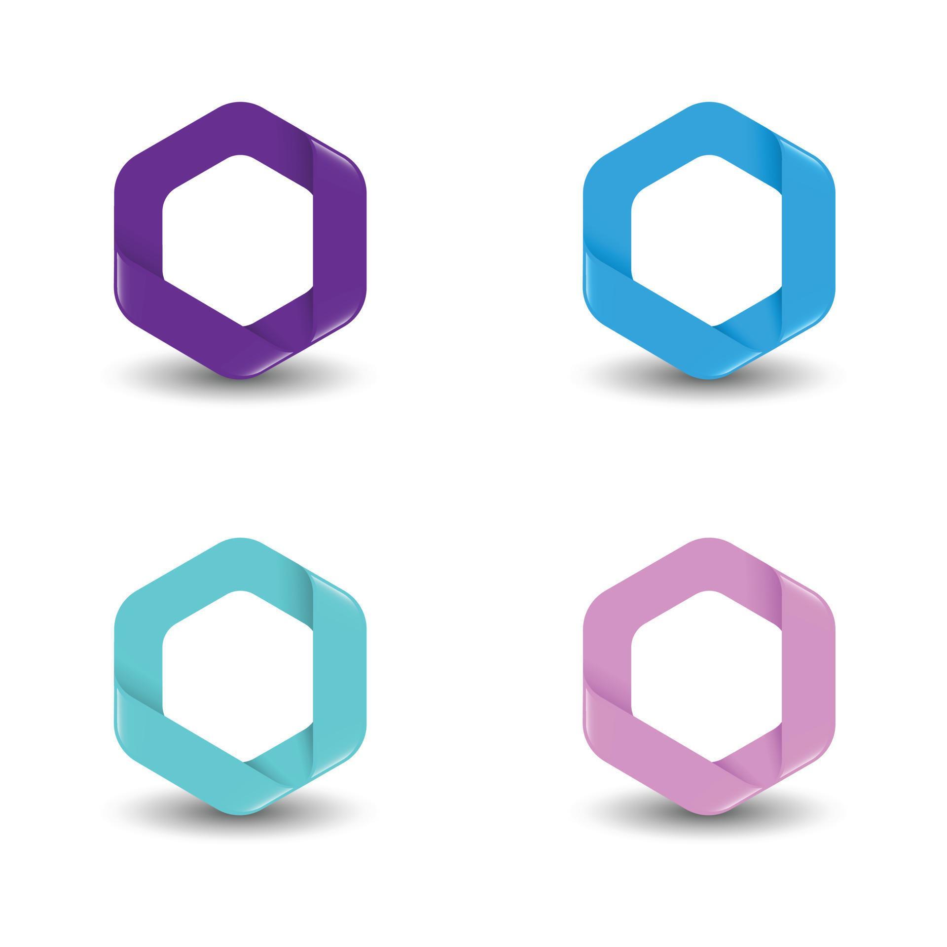 Hexagon vector geometric polygonal logo set concept illustration ...