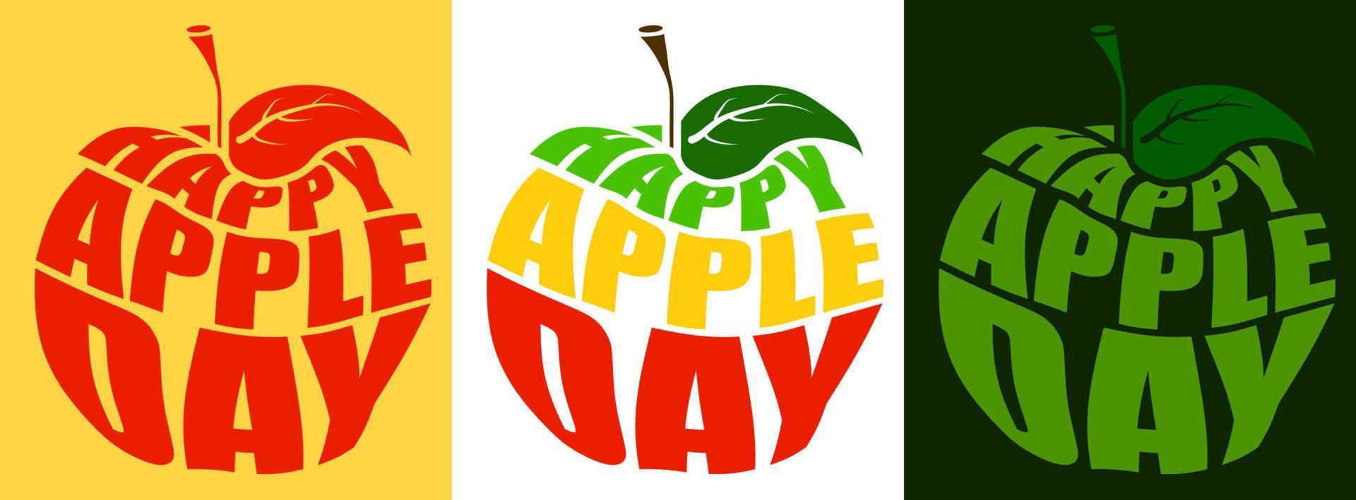 Happy apple day on October 21st. Inscription with name of holiday in ...