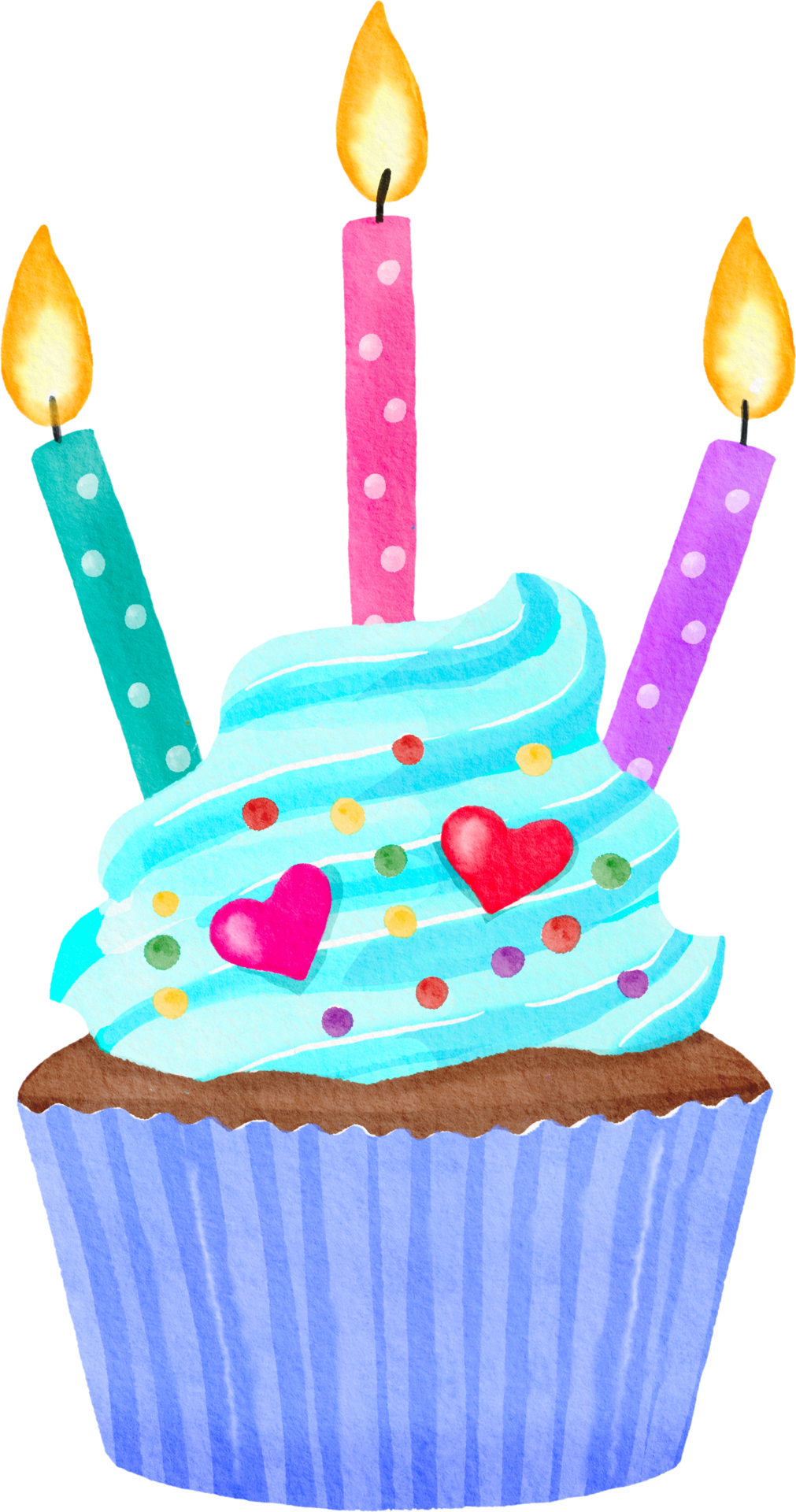 Watercolor colorful birthday cupcake 11194407 PNG