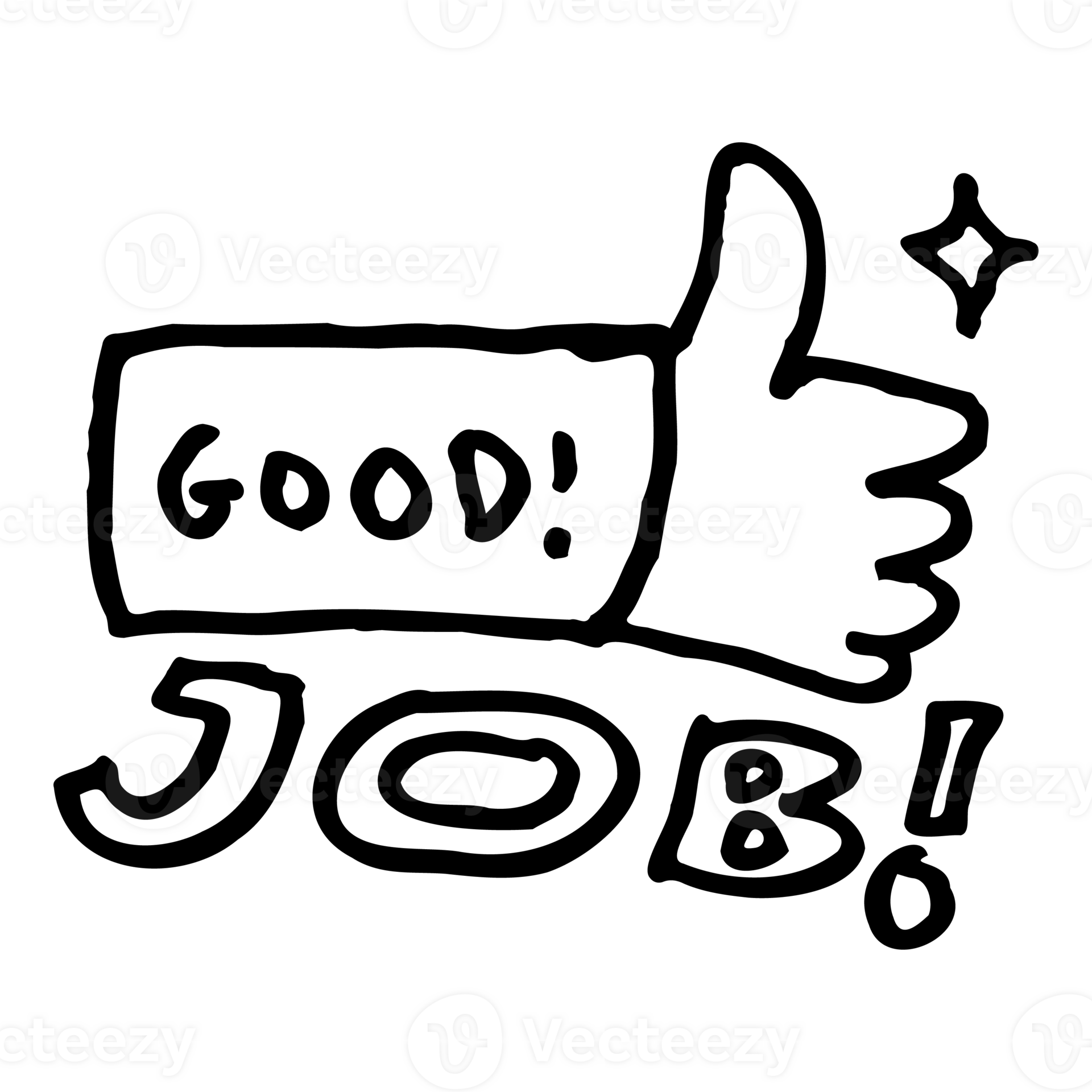 good job text hand drawn illustration design 11196443 PNG