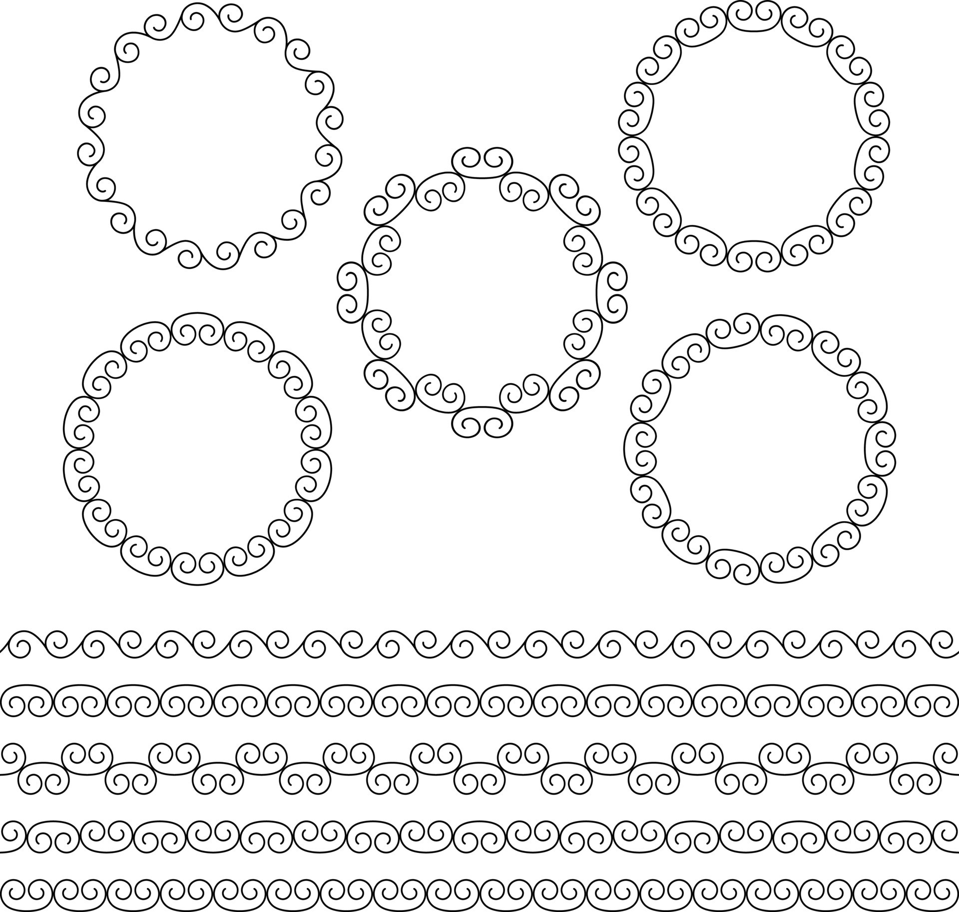 scroll circle frames and border patterns 11200889 Vector Art at Vecteezy
