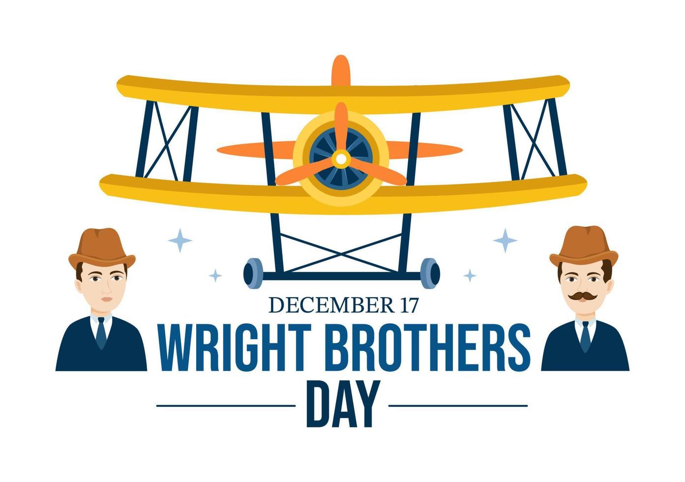 Wright Brothers Day On December 17th Template Hand Drawn Cartoon Illustration Of The First