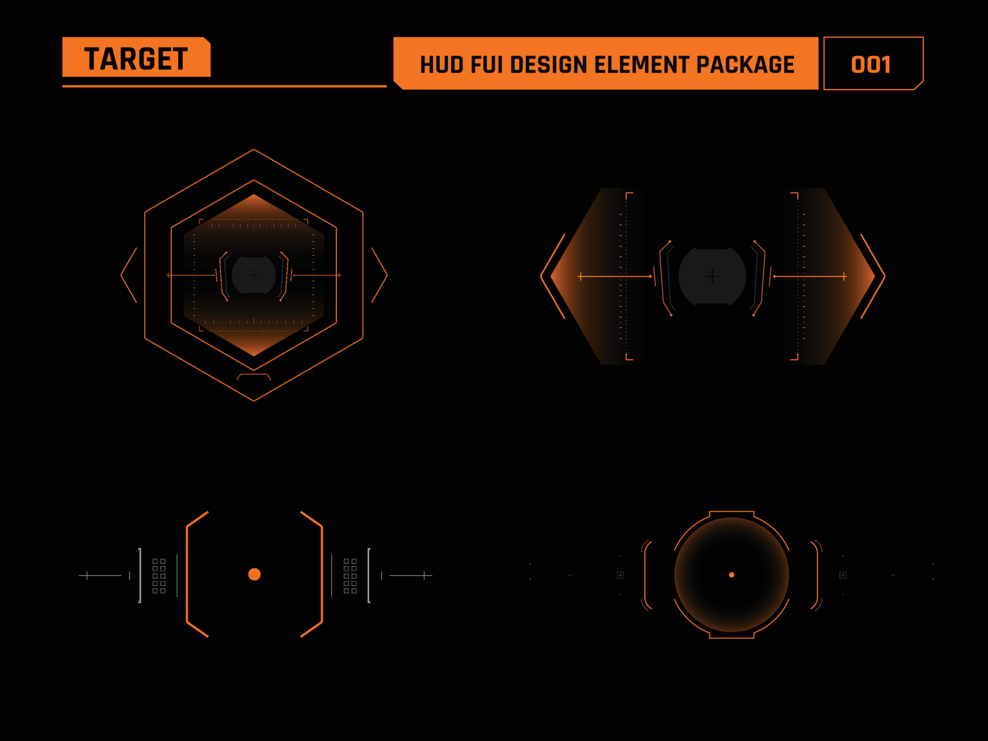 HUD FUI Design element, Aim target scale for game and movie decoration, Cyber technology ...