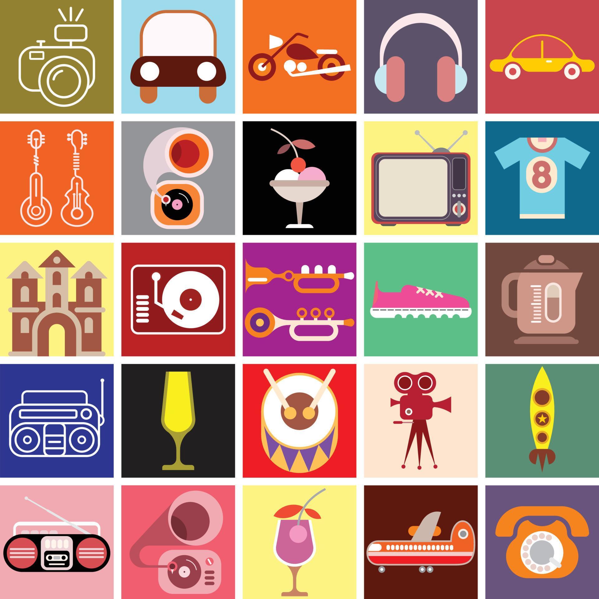 Random Objects Vector Collage 11204188 Vector Art at Vecteezy