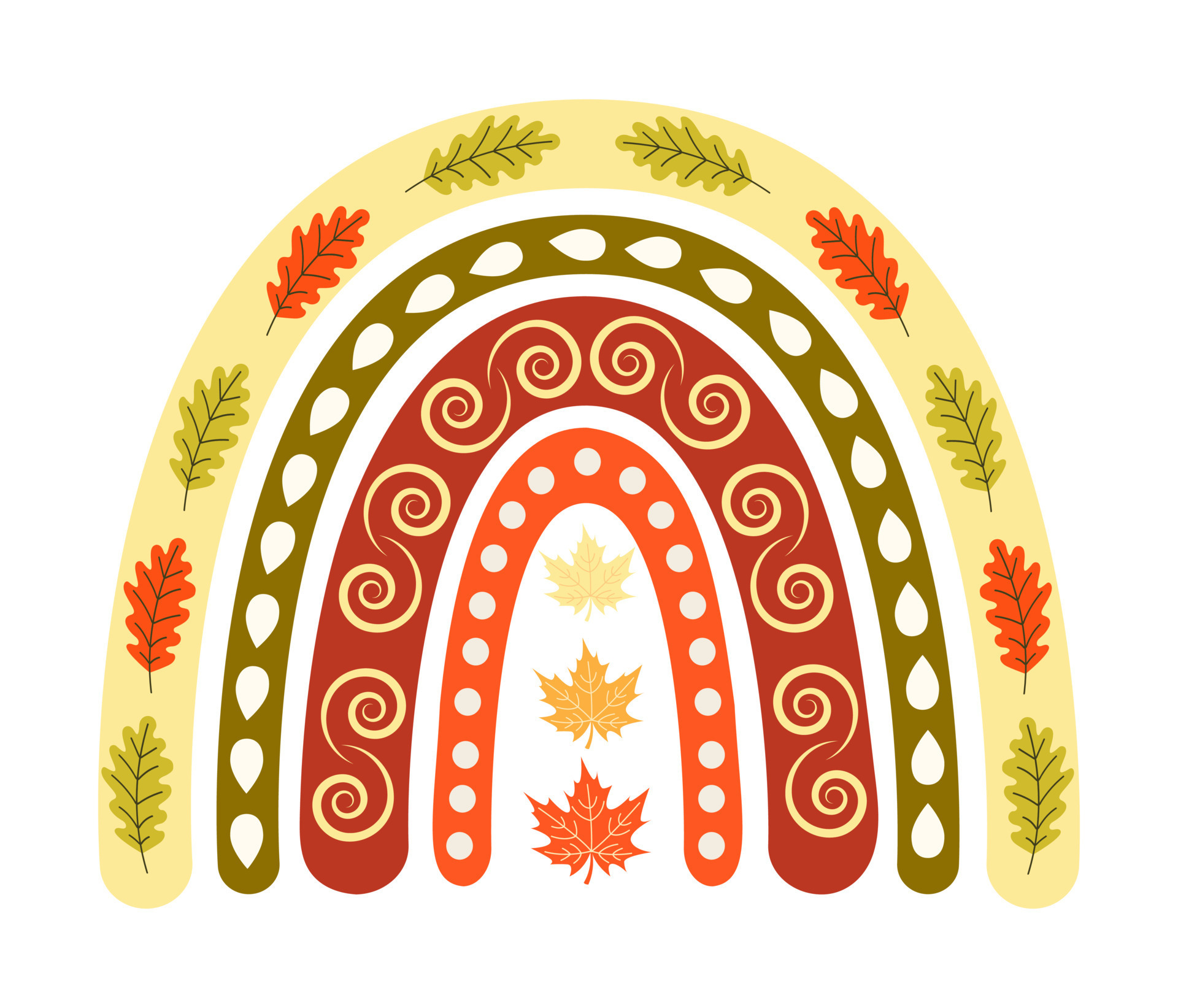 Clip art illustration of Autumn Rainbow. Rainbow in autumn, warm ...