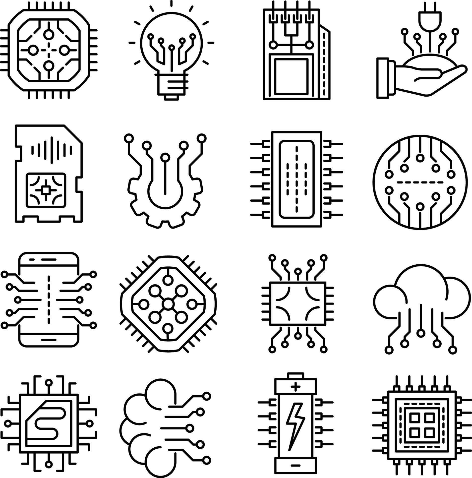 Electronics icons set 11207500 Vector Art at Vecteezy
