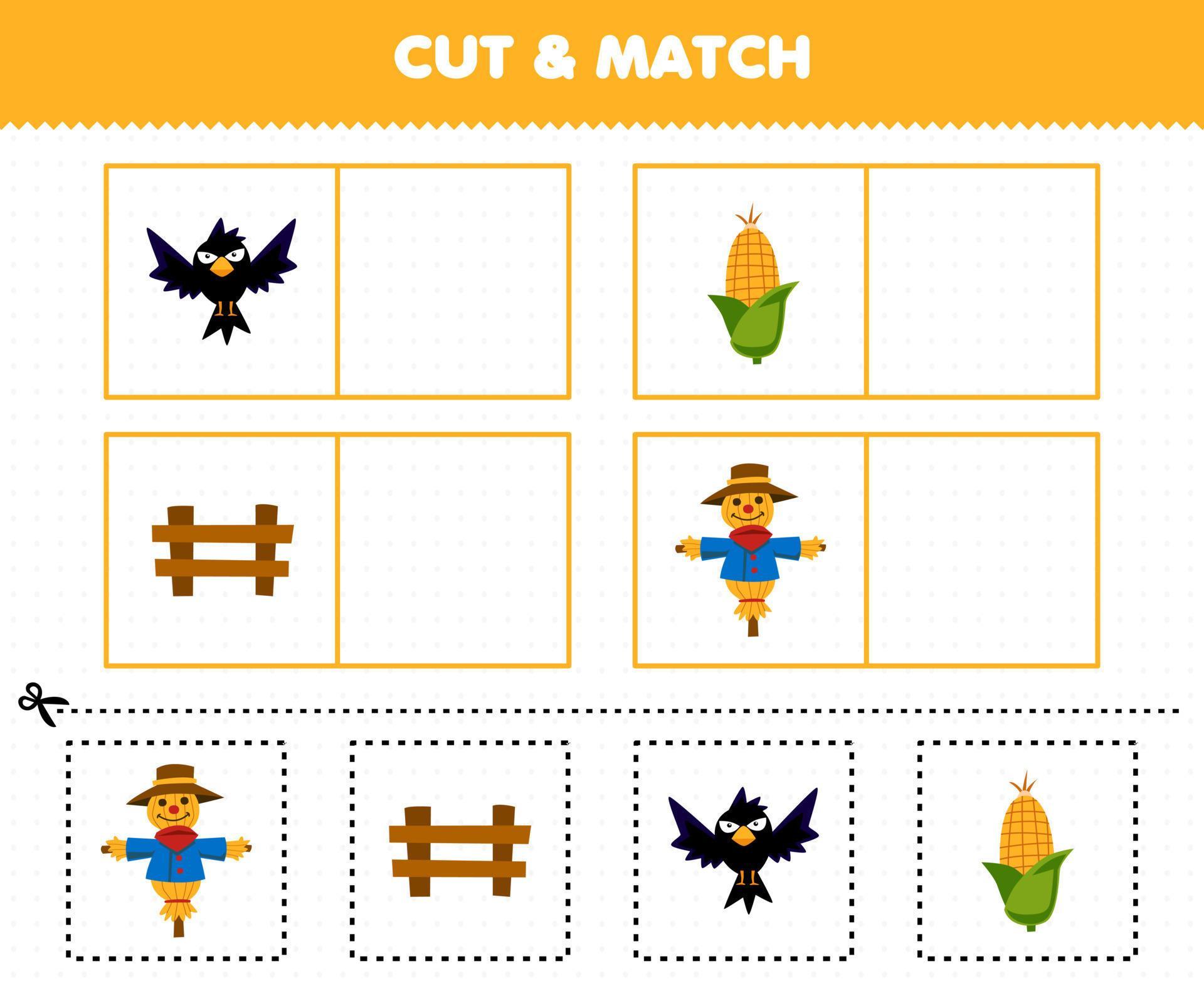 Education game for children cut and match the same picture of cute ...