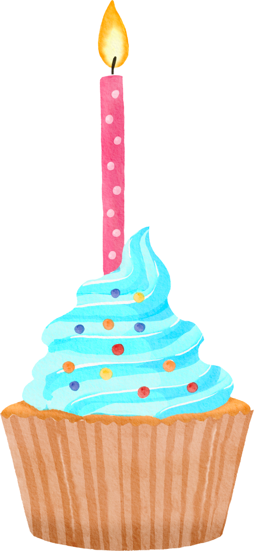 Watercolor colorful birthday cupcake 11209108 PNG