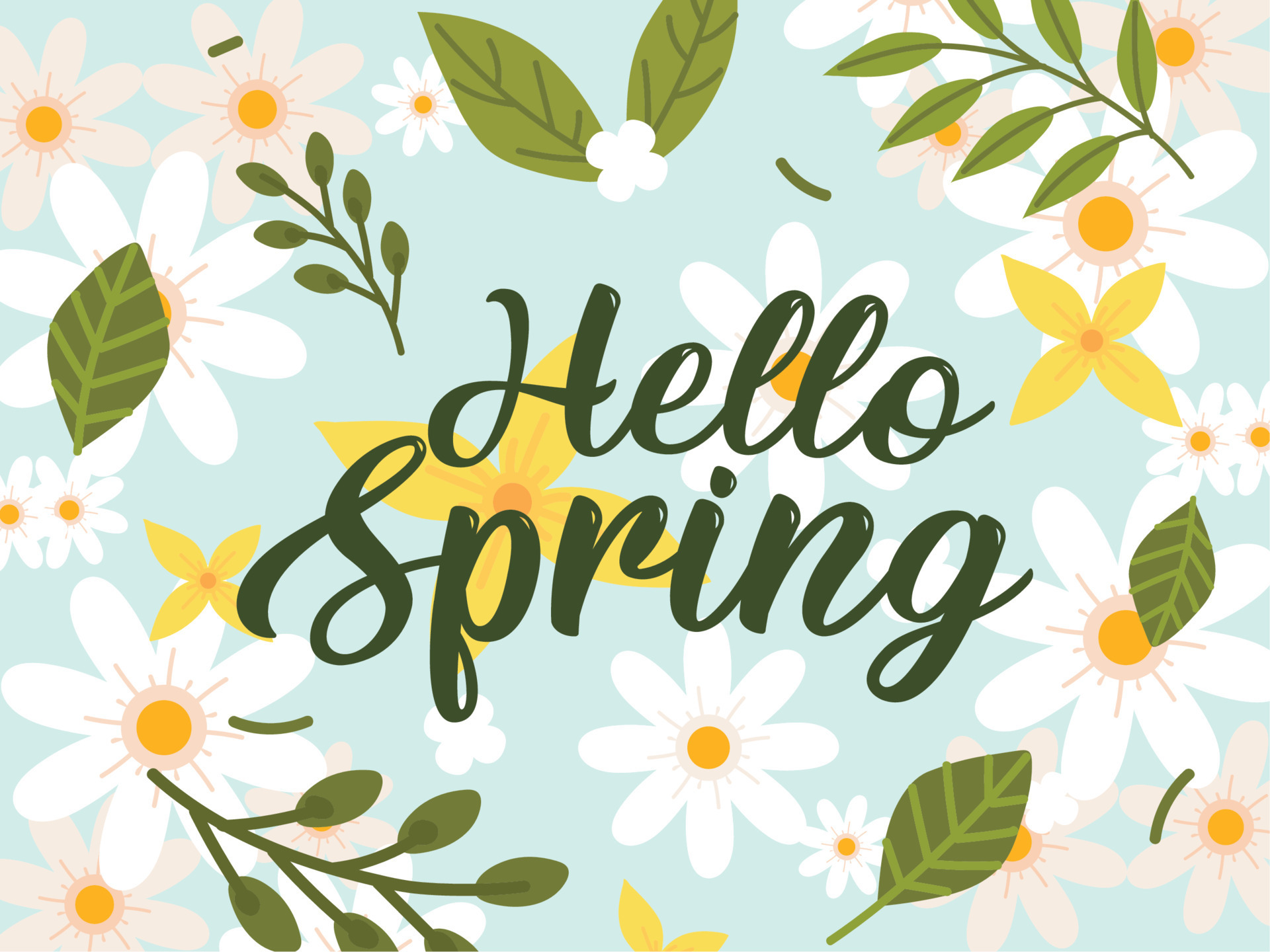 hello spring handwritten text 11210537 Vector Art at Vecteezy