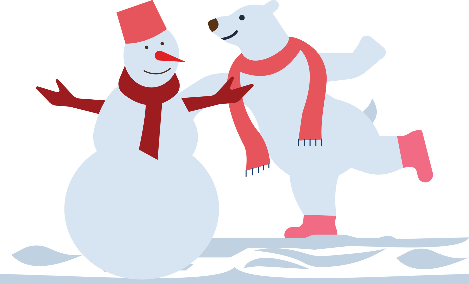 The Polar Bear Is Having Fun With The Snowman 11213847 Vector Art At