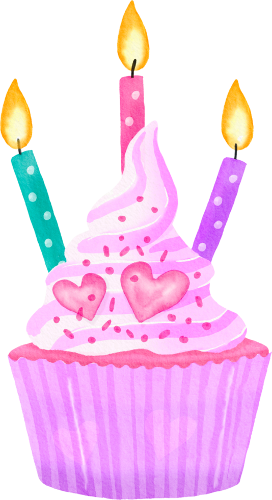 Watercolor colorful birthday cupcake 11215404 PNG