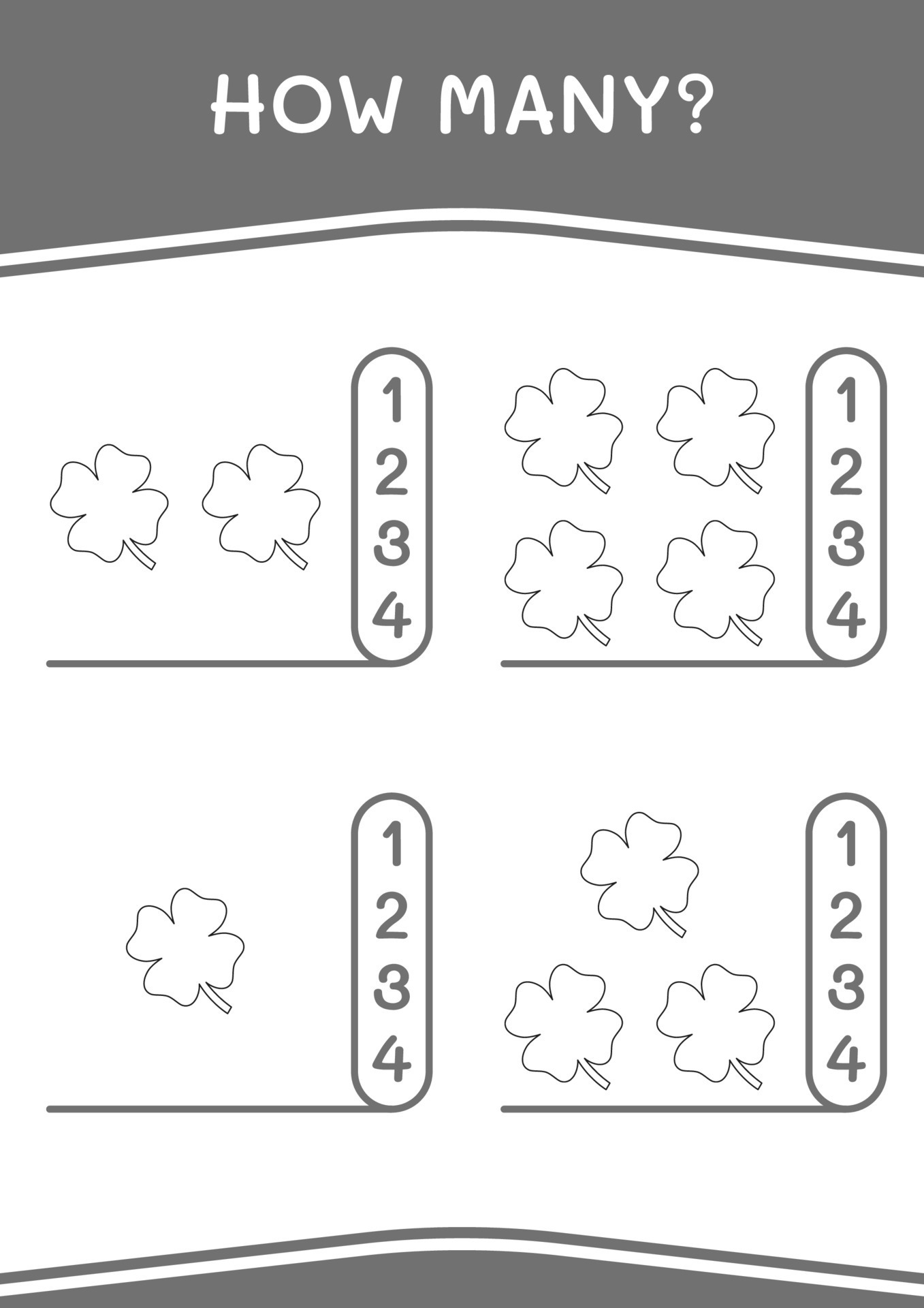 How many of Clover, game for children. Vector illustration, printable ...