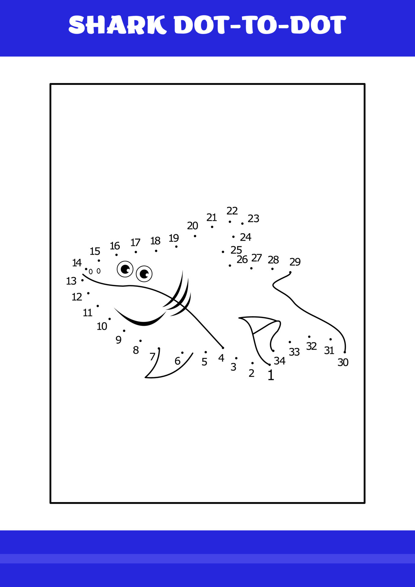 Shark dot to dot Page for kids. Shark dot to dot book for relax and ...