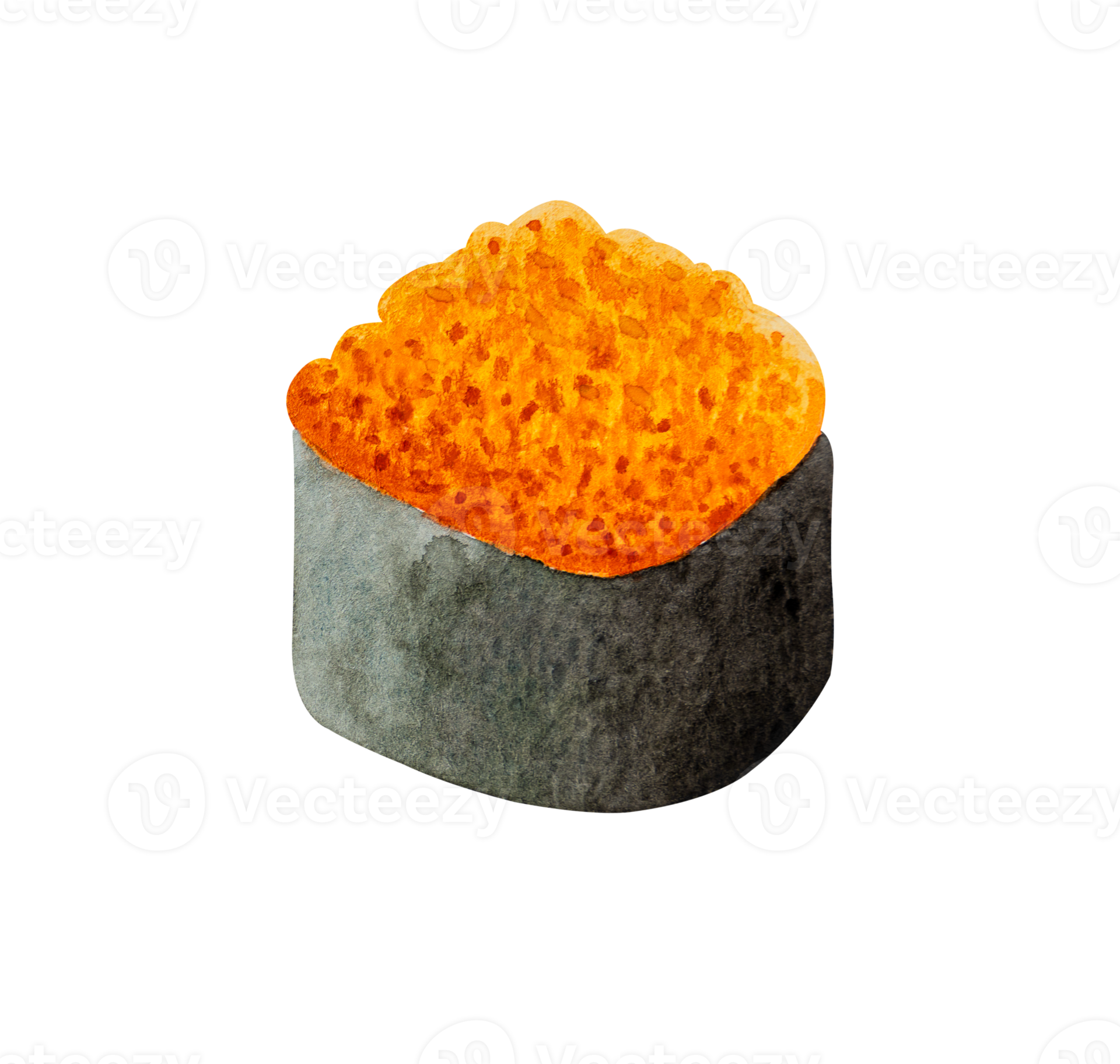 Ebiko shrimp roe maki sushi. Japanese food Hand drawn watercolor 11222366 PNG